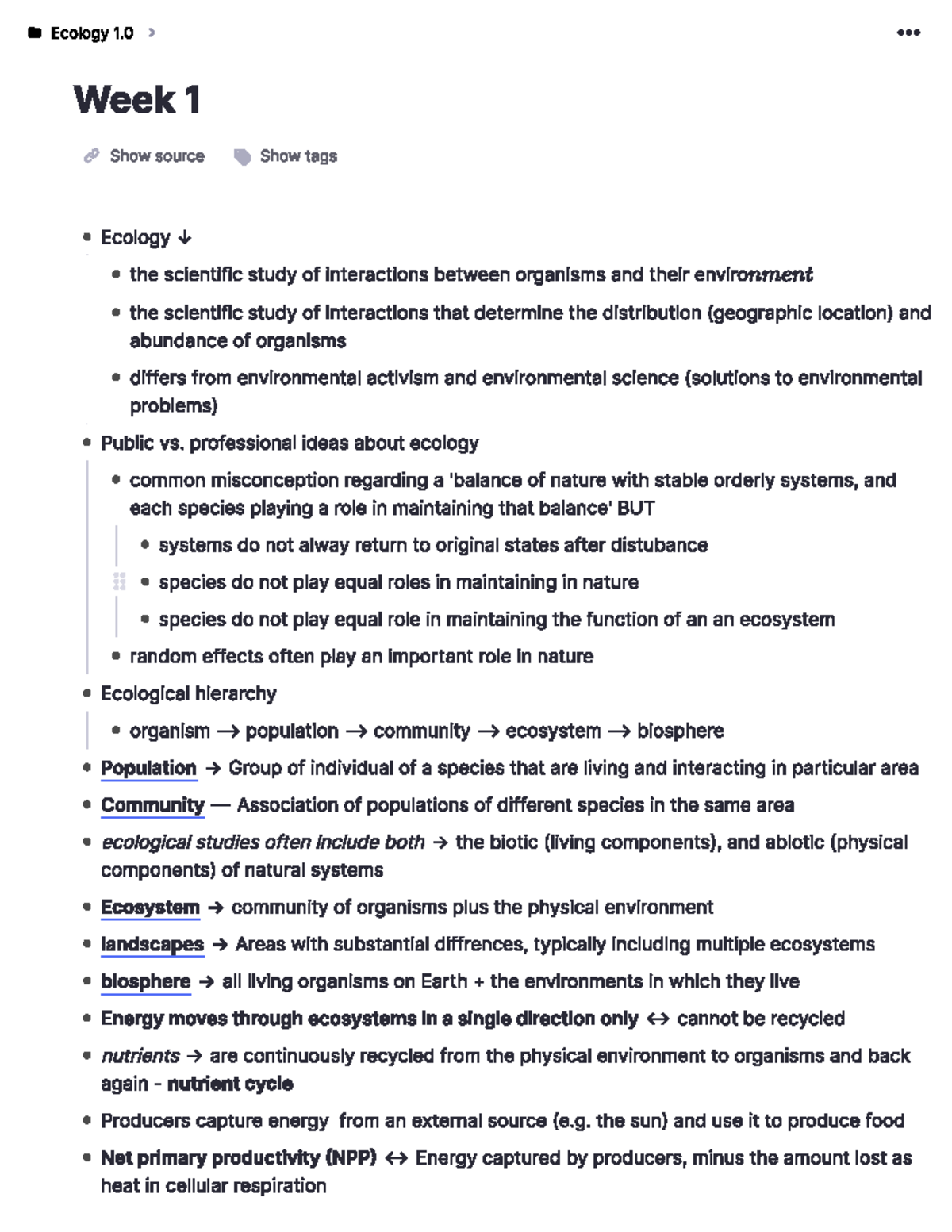 Ecology week 1 lecture notes - Biology 2483A - UWO - Studocu