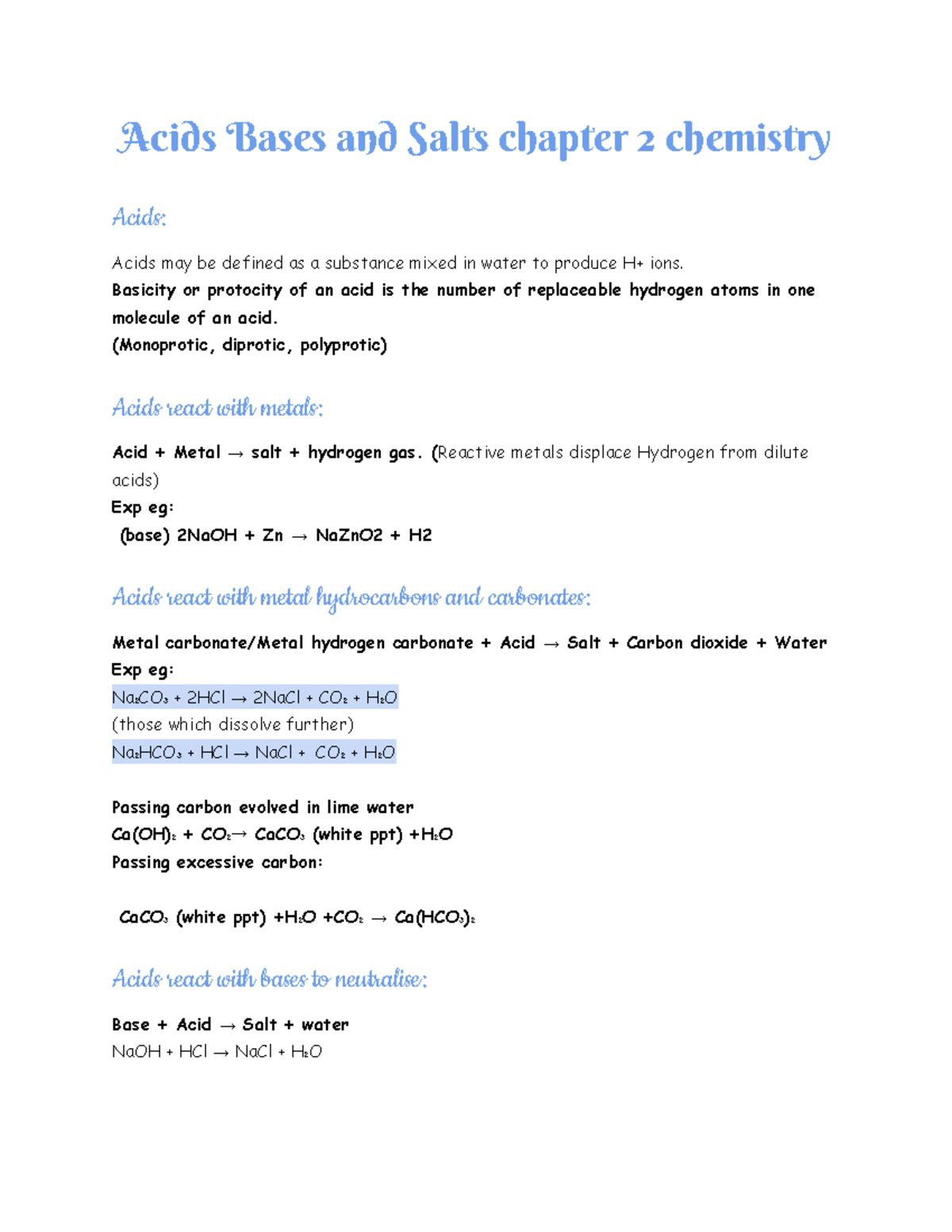 Acids bases and salts - Basicity or protocity of an acid is the number ...