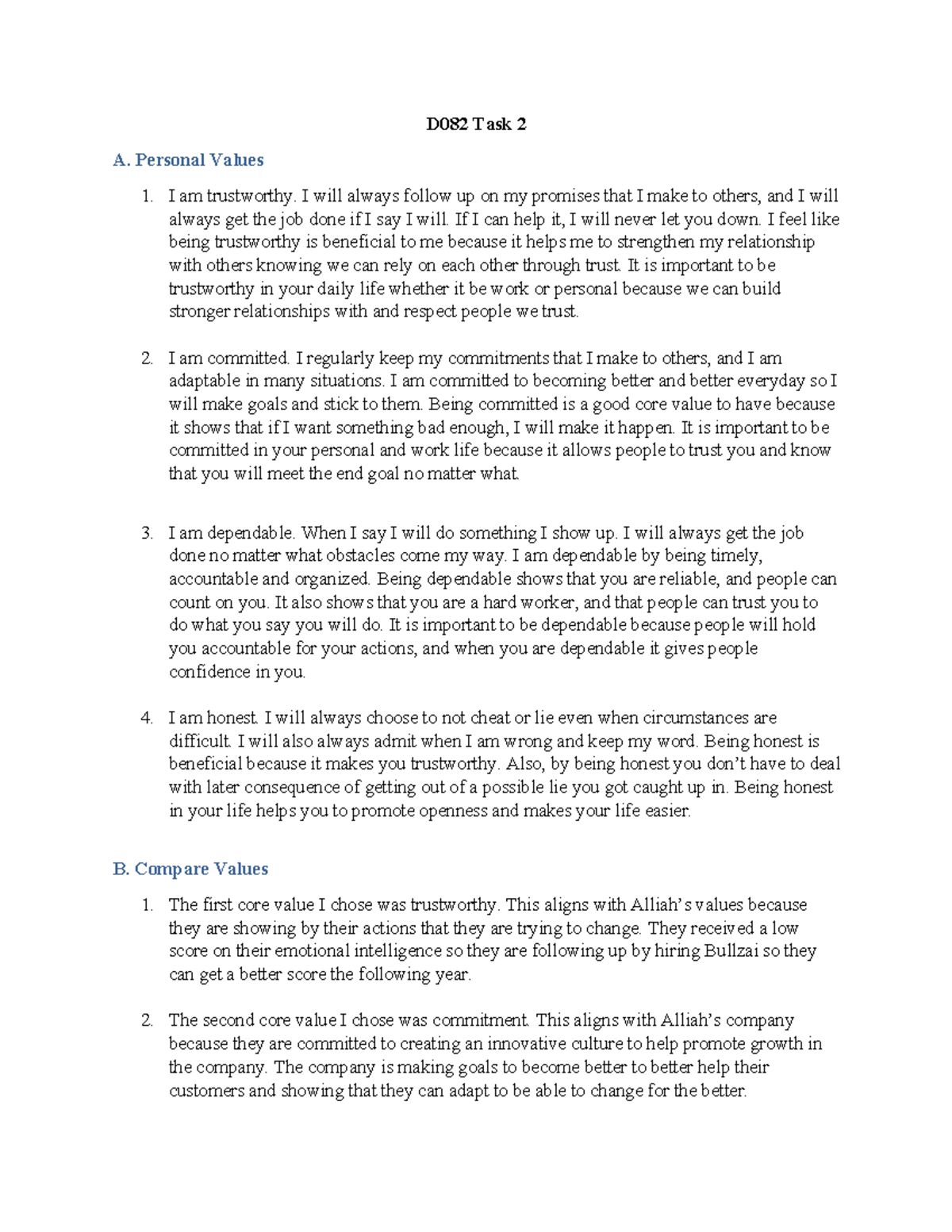 D082 Task 2 - D082 Task 2 Emotional and Cultural intelligence ***PASSED ...