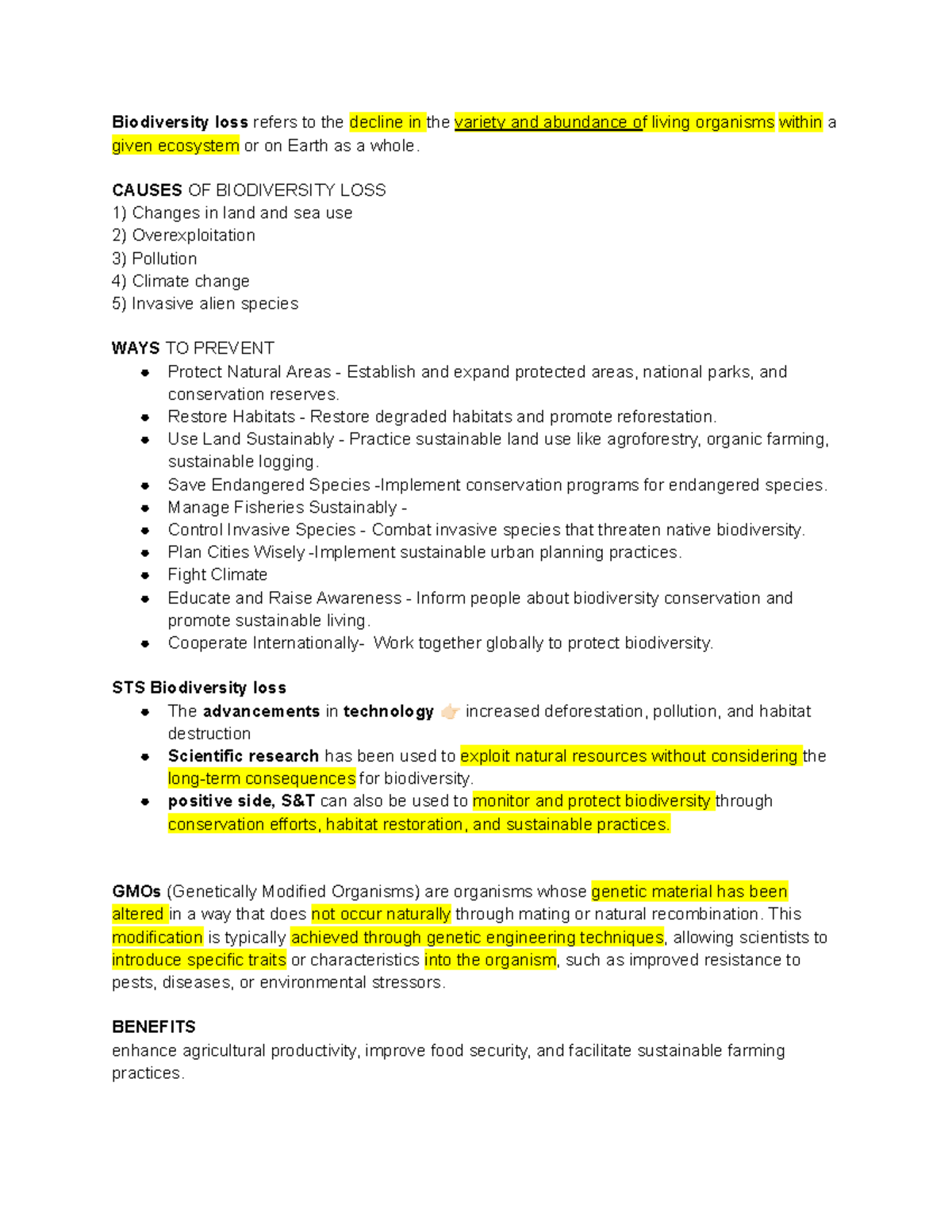 Science Technology and Society Reviewer - Biodiversity loss refers to ...
