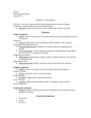 Ch 16 Notes Personality Disorders - Kracen Abnormal Psychology 15 April ...