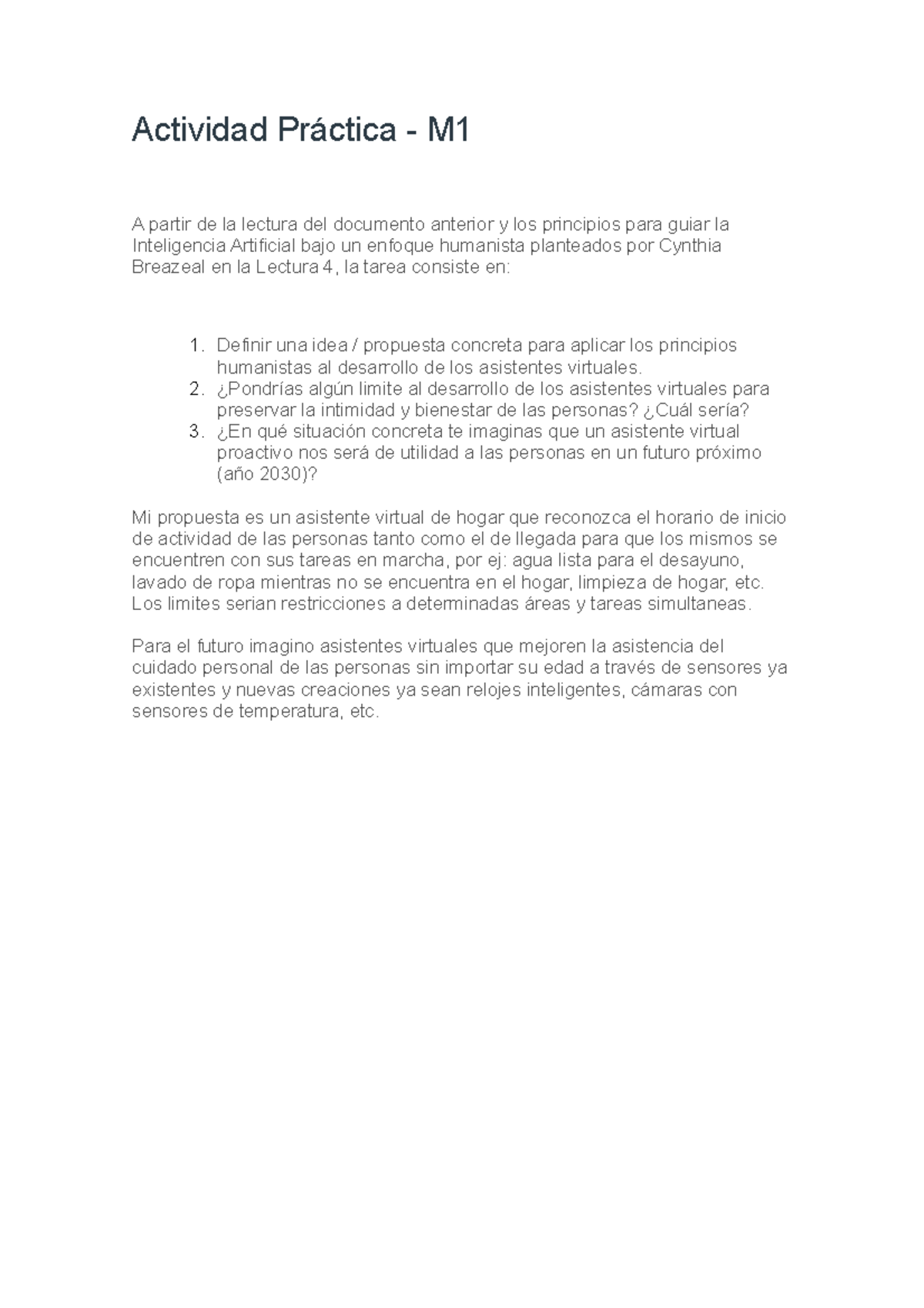 THM API1 - actividad practica 1 - Actividad Práctica - M A partir de la lectura del documento ...