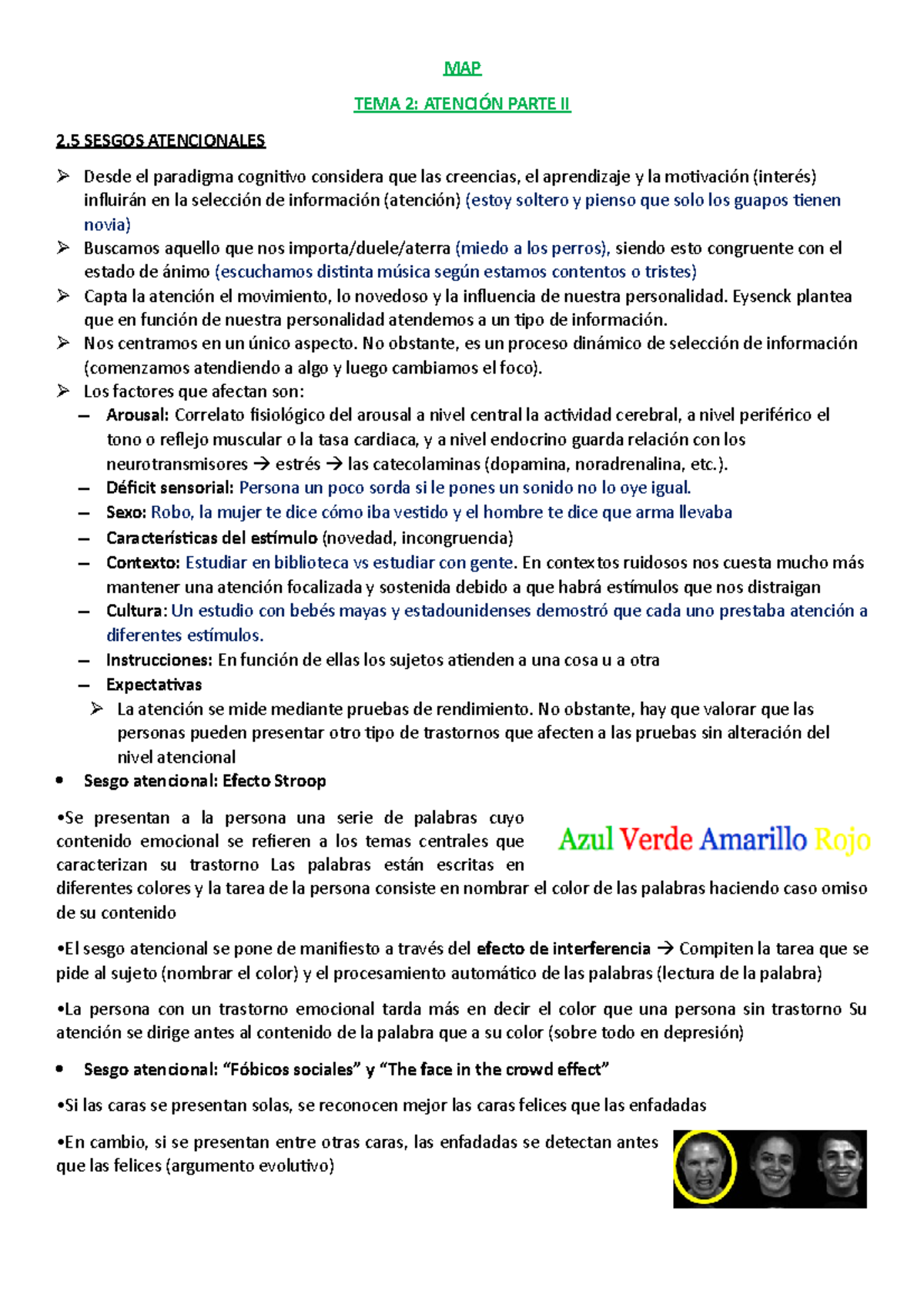 Atencion 2 - MAP TEMA 2: ATENCIÓN PARTE II 2 SESGOS ATENCIONALES Desde ...