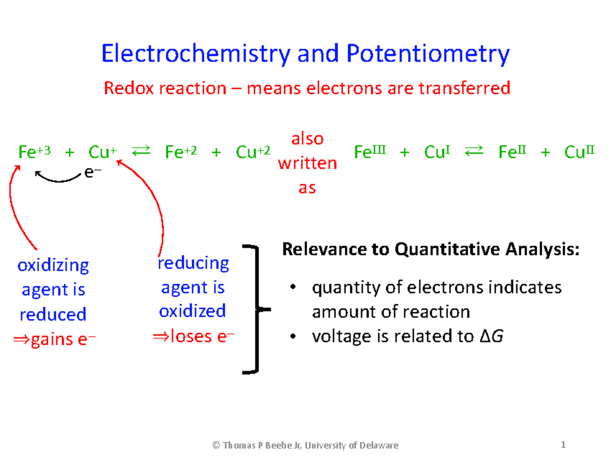 06. Electrochemistry and Potentiometry - ####### Electrochemistry and ...