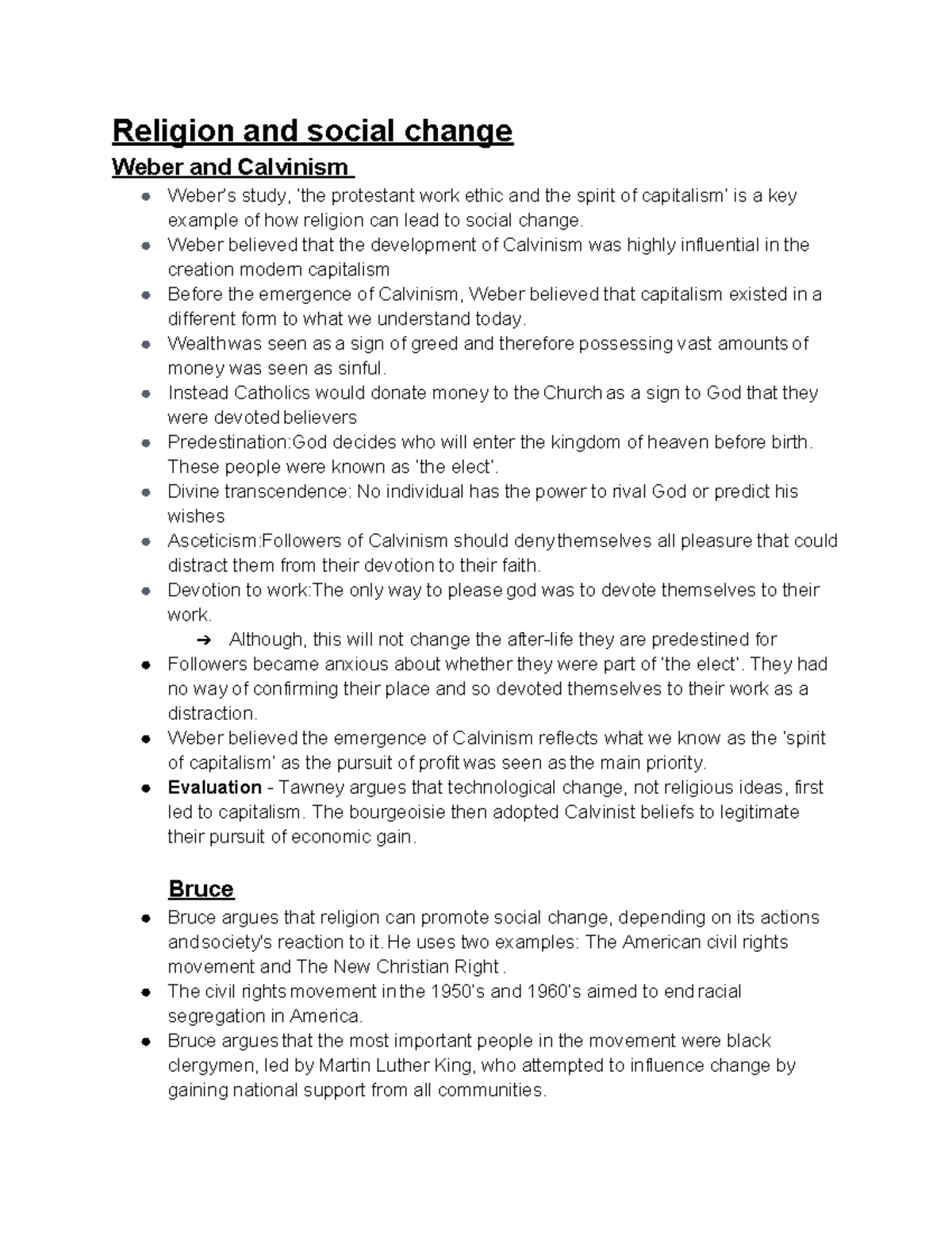 Religion and social change - Religion and social change Weber and ...