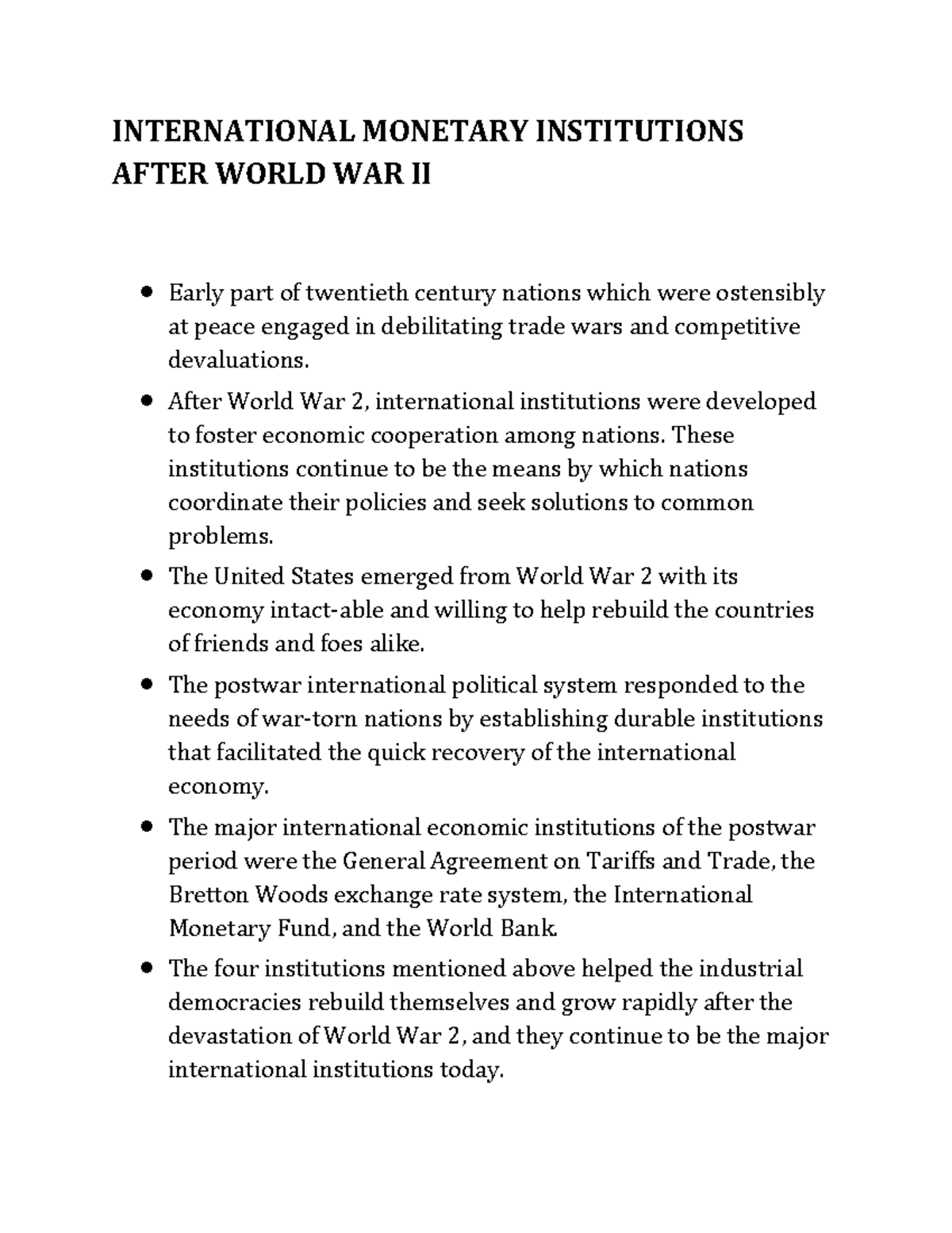 International Monetary Institutions After World WAR II - INTERNATIONAL ...