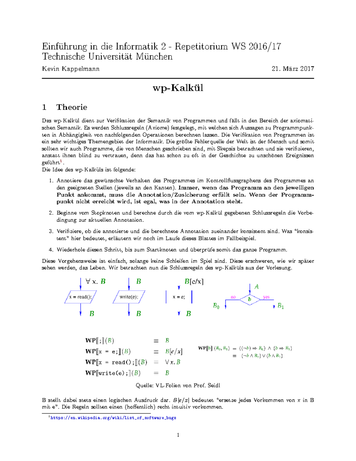 Wp calculus - Einf ̈uhrung in die Informatik 2 - Repetitorium WS 2016/ Technische Universit ̈at ...
