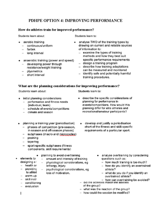 Pdhpe CORE 2 - lesson 2 - PDHPE CORE 2: FACTORS AFFECTING PERFORMANCE ...