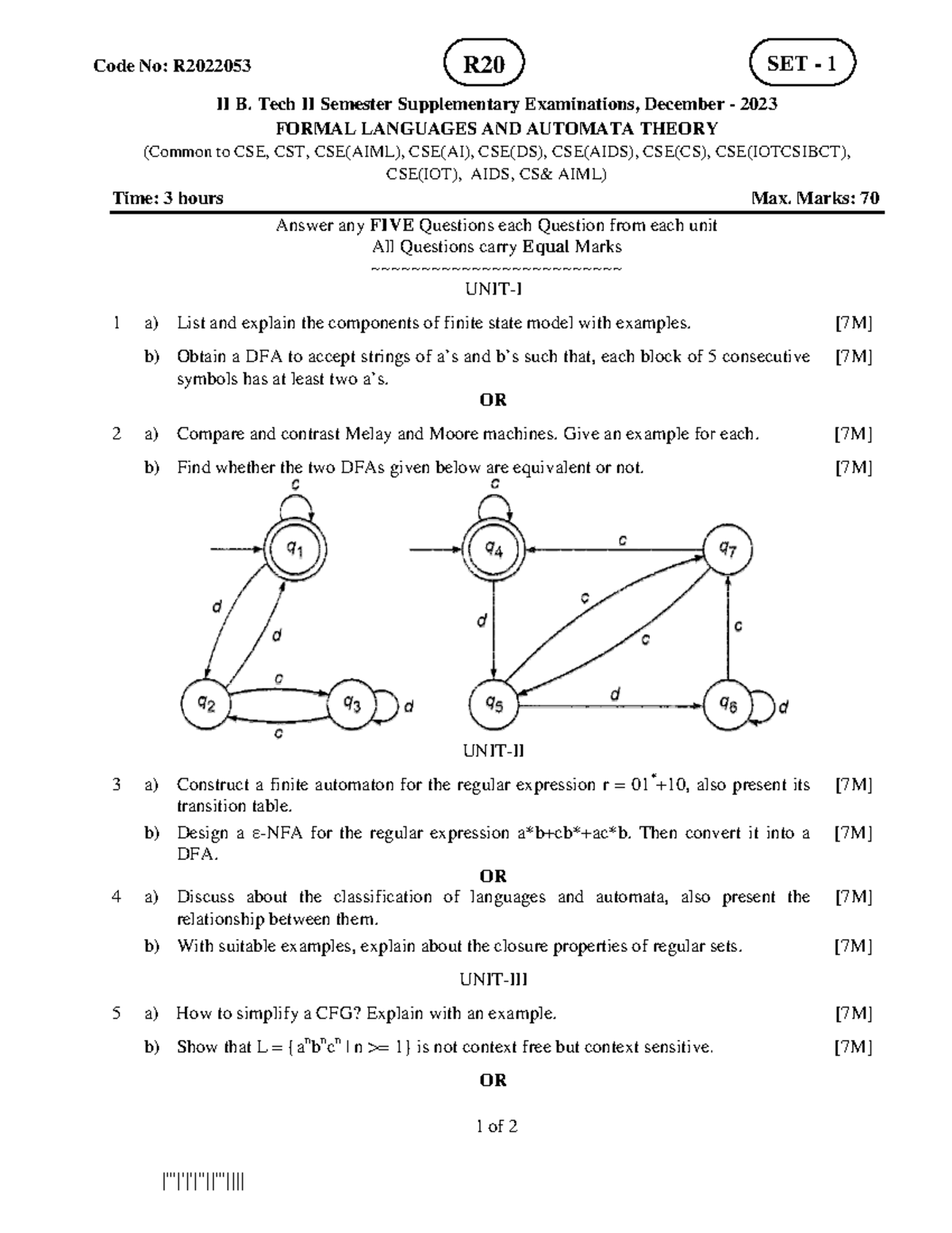 Formal Languages AND Automata Theory DEC 2023 - |'''|'|'|''||'''|||| II ...