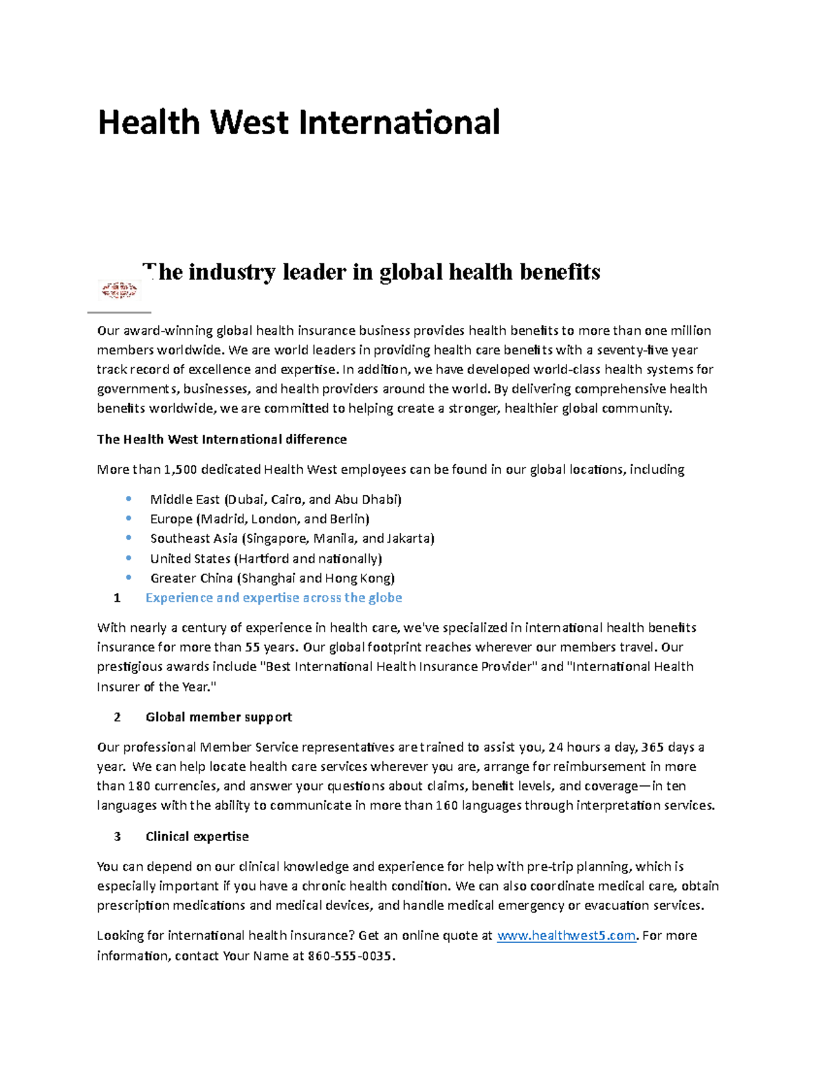 Il WD I Healthwest for your attention. make good use of it at your on ...