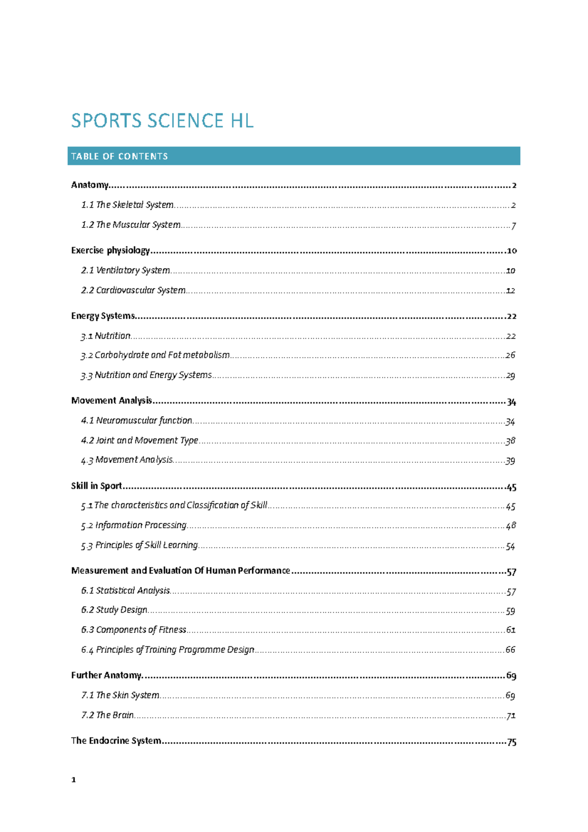HL SEHS notes (full) - fvgbhjnk - SPORTS SCIENCE HL - Studocu
