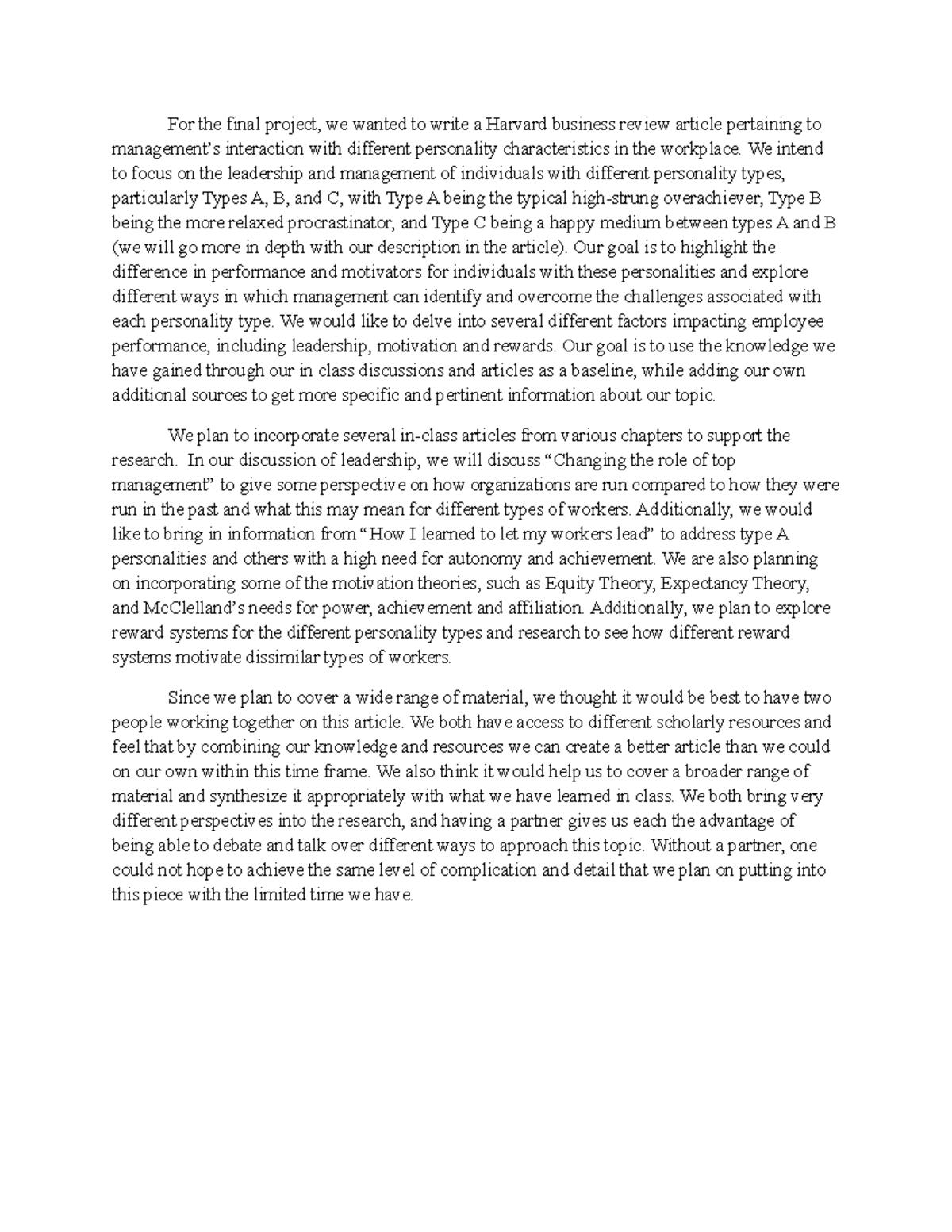 PM I O proposal - For the final project, we wanted to write a Harvard ...