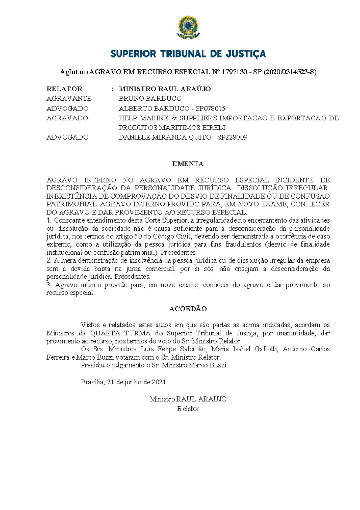 STJ Agint- Aresp 1797130 67c27 - AgInt no AGRAVO EM RECURSO ESPECIAL Nº ...