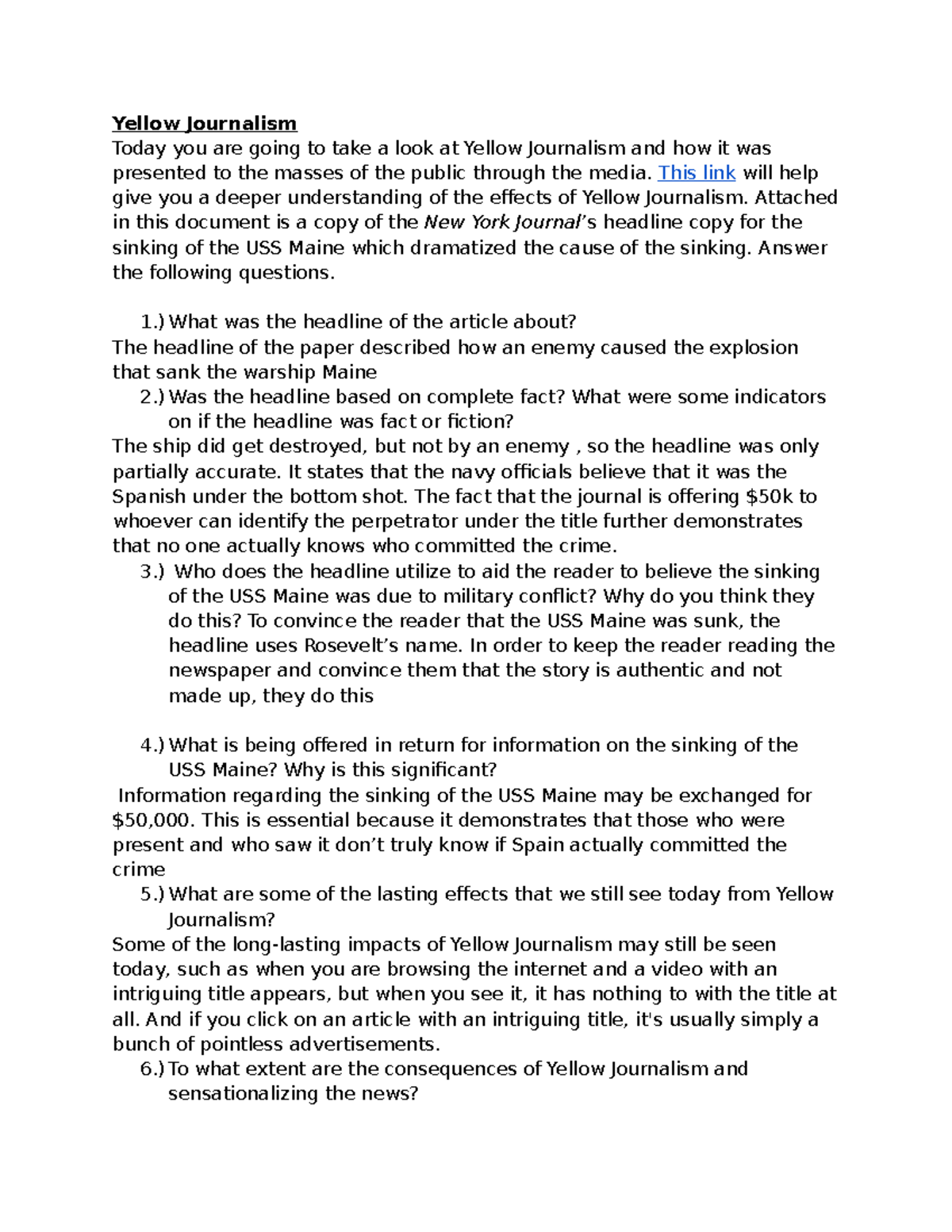 Copy of - Yellow Journalism 2 - Studocu