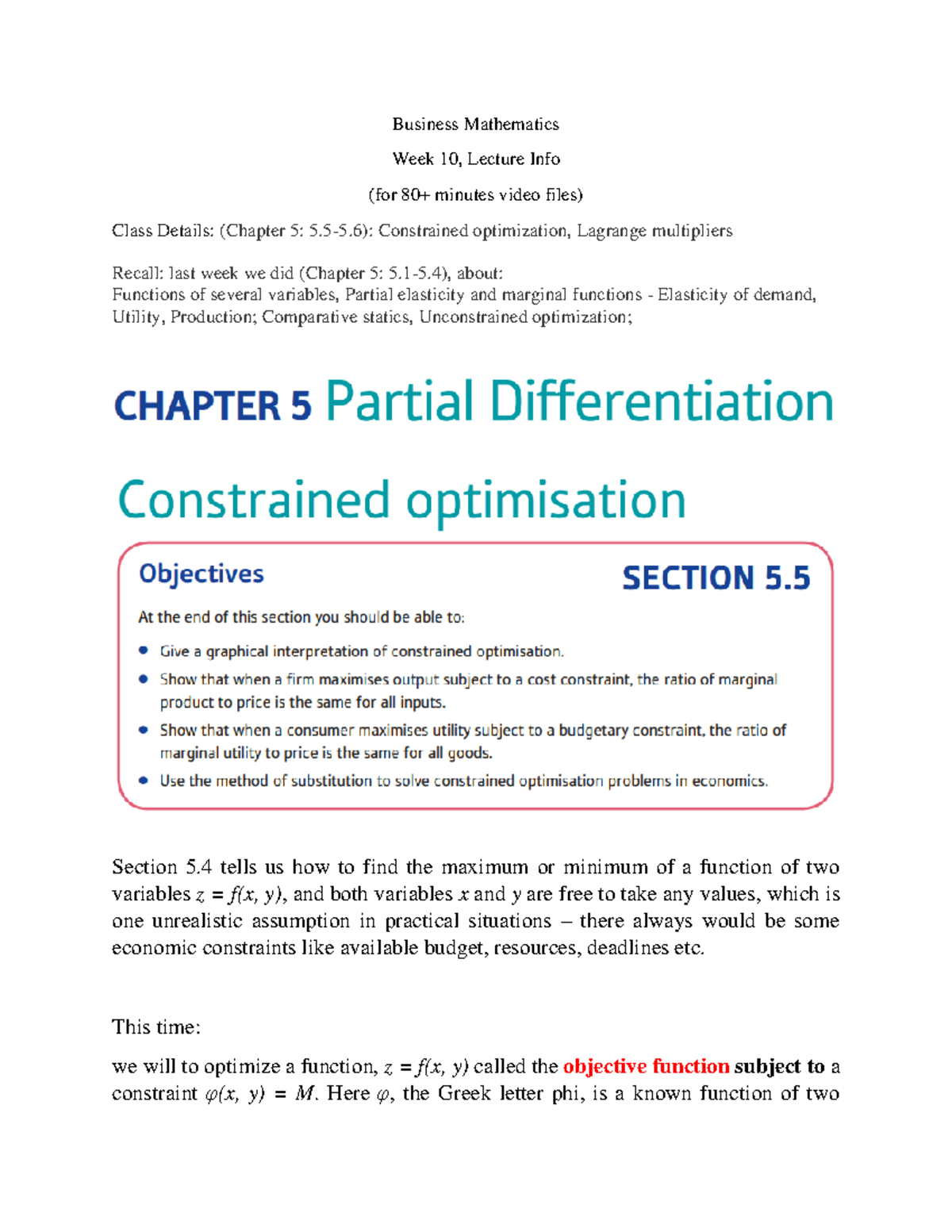 3 - Bus Math W 10 Ls - lecture - Business Mathematics Week 10, Lecture ...