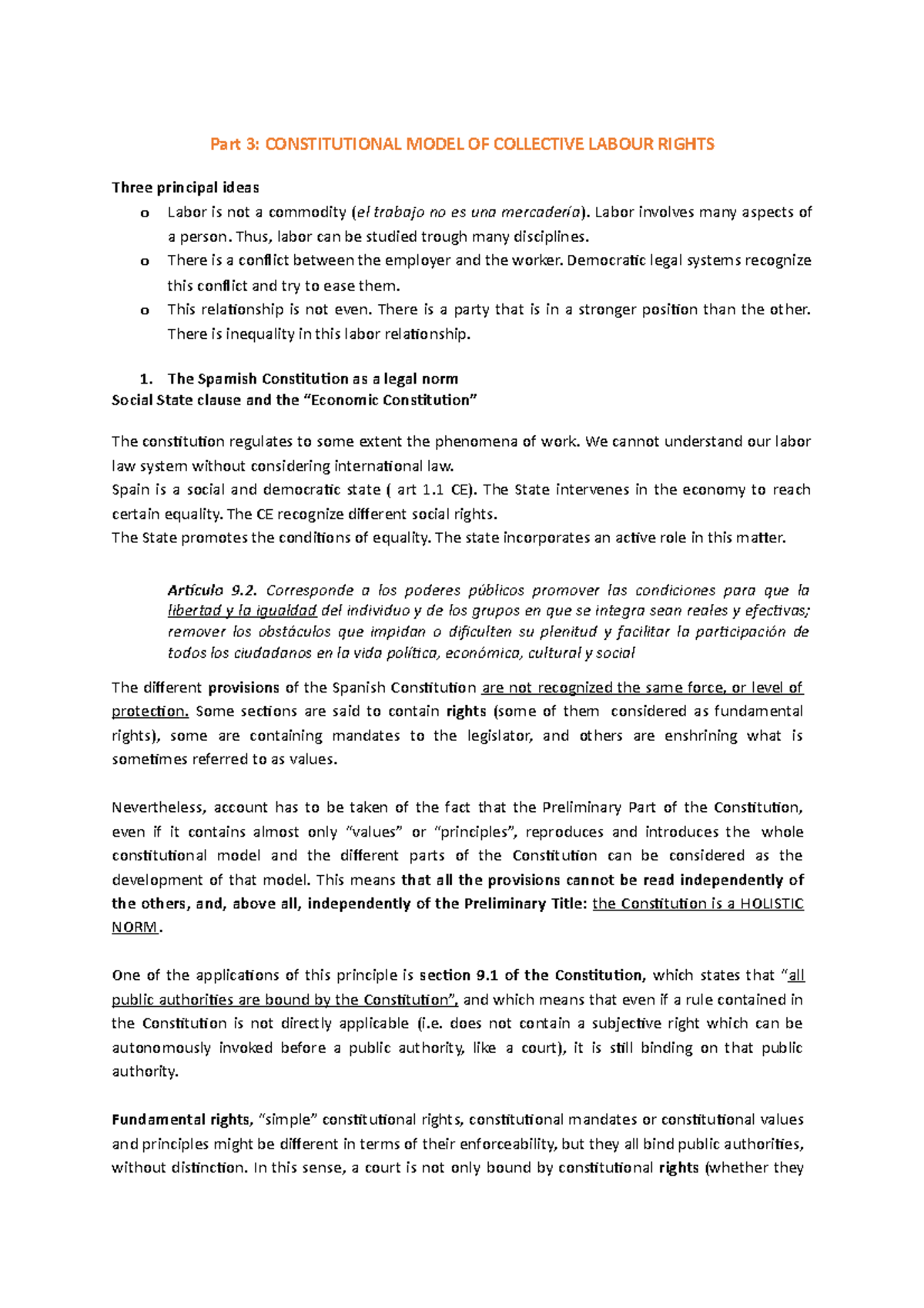 TEMA 3 Collective labour law - Part 3: CONSTITUTIONAL MODEL OF ...