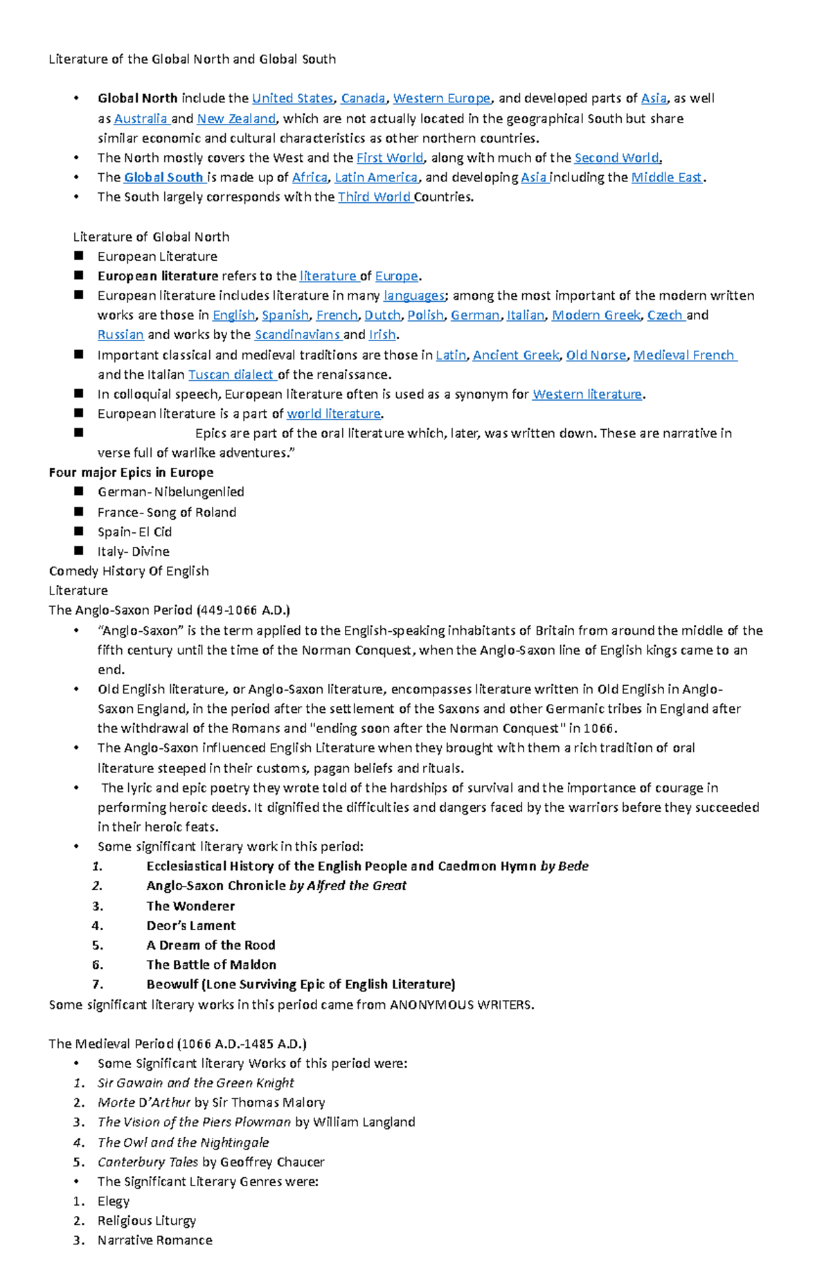 Literature of the global north and global south - Literature of the ...