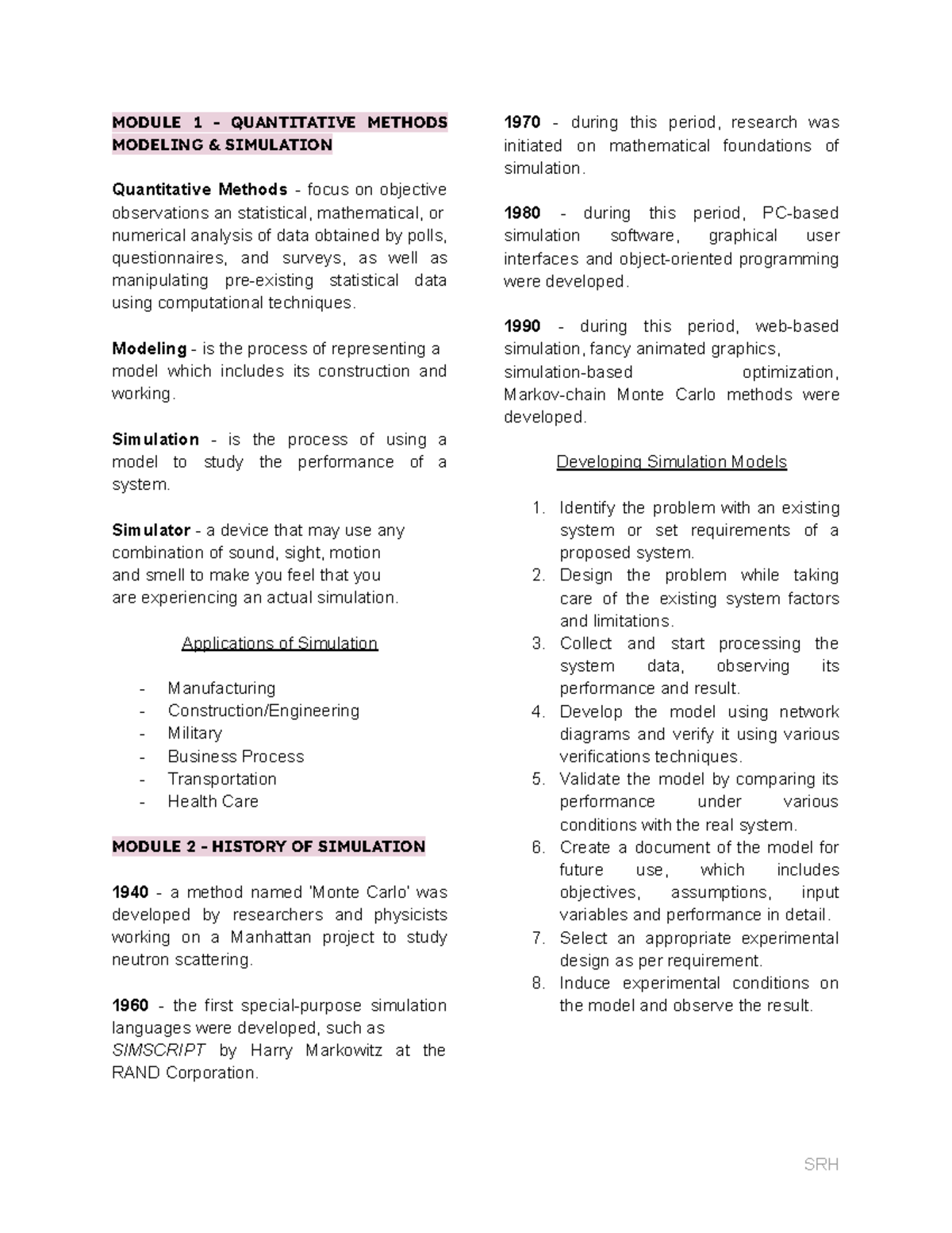 Quantitative Reviewer - MODULE 1 - QUANTITATIVE METHODS MODELING & SIMULATION Quantitative - Studocu