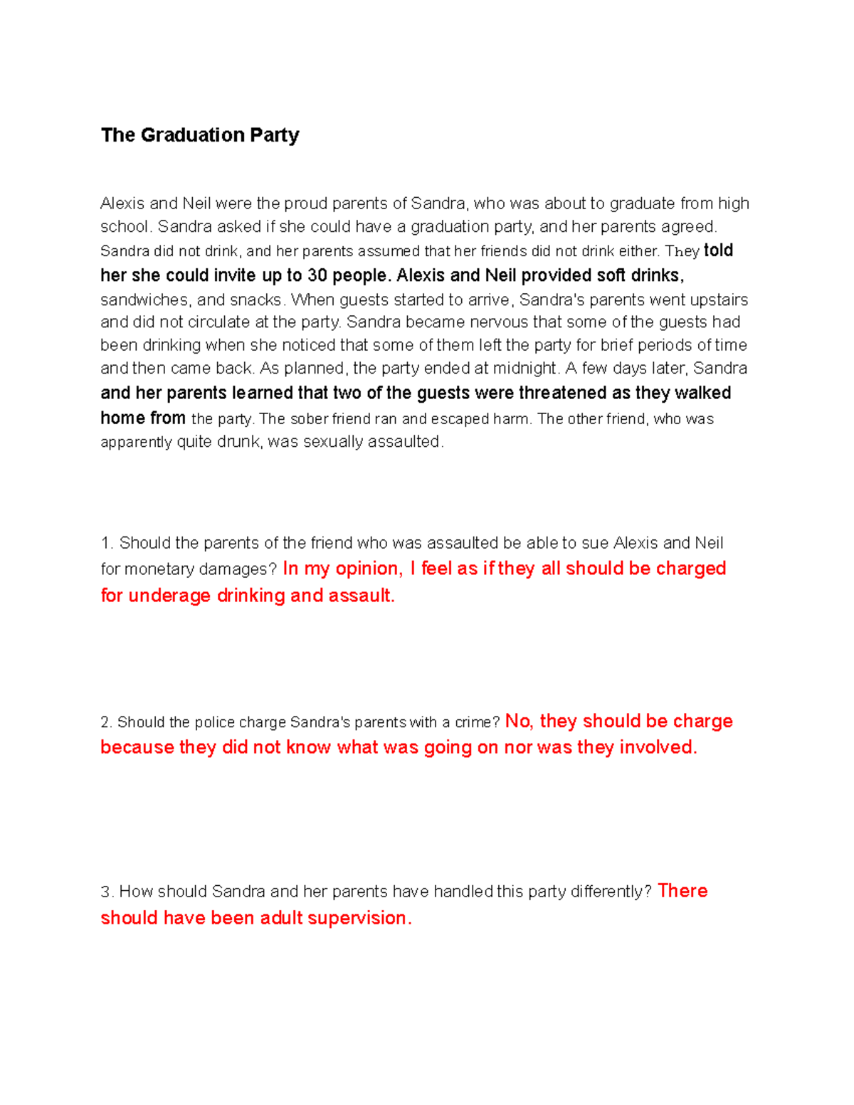 The Graduation Party - Answer the questions - The Graduation Party ...