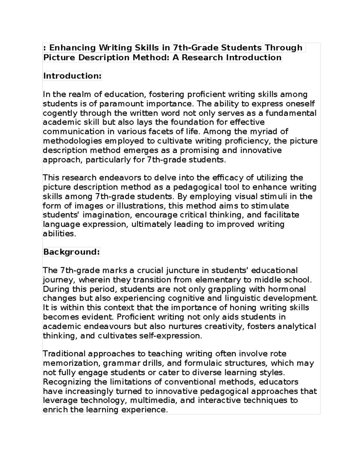 Enhancing Writing Skills in 7th - The ability to express oneself ...