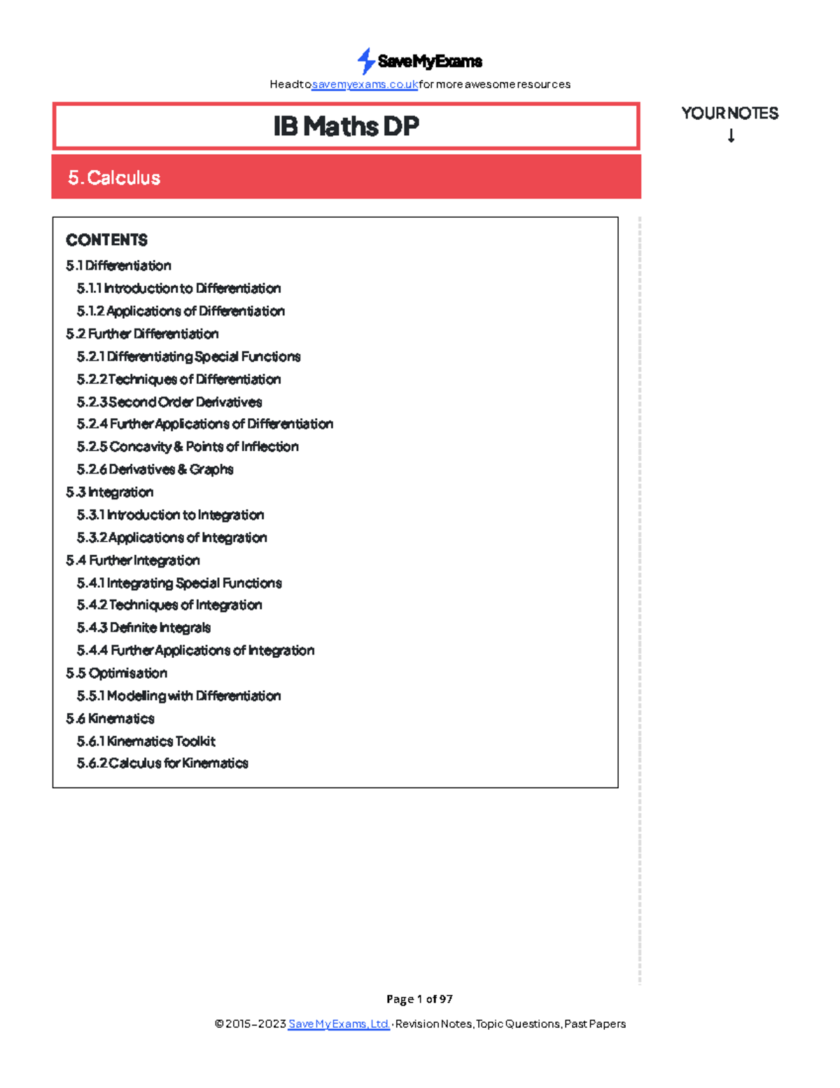 Calculo - mate - Page 1 of 97 IB Maths DP 5. Calculus CONTENTS 5 ...