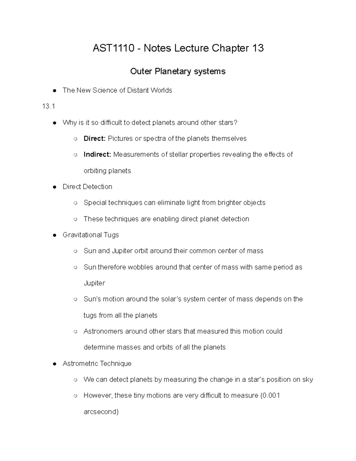 Outer Planetary Systems: Detecting and Understanding Extrasolar Planets ...