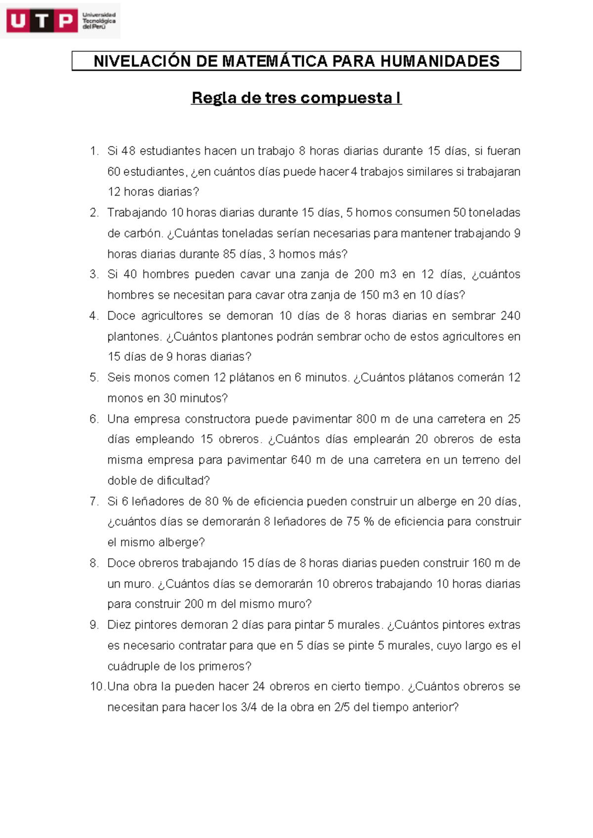 S06 S1 Resolver Ejercicios Regla De Tres Compuesta I NivelaciÓn De