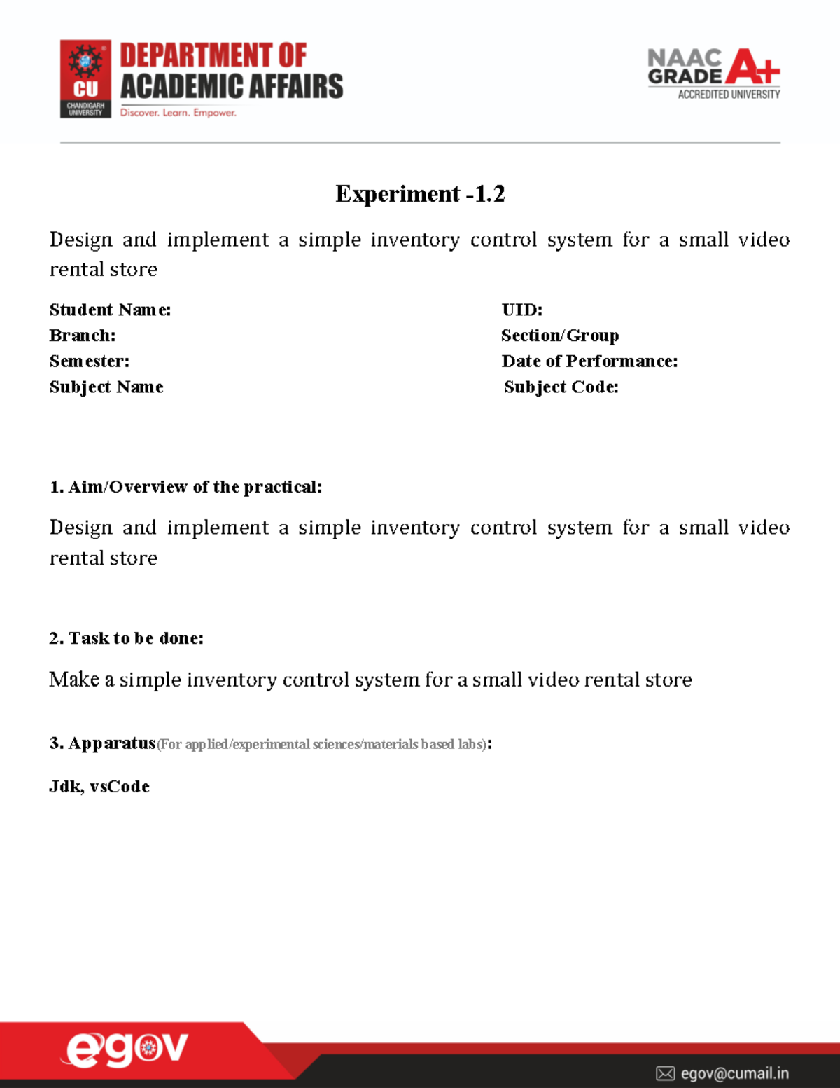 Java Bd 12 Worskheet Java Lab Experiment 1 Design And Implement