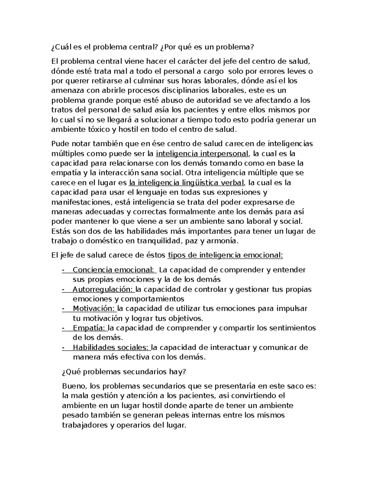 Tarea de psicología - Son solo apuntes - ¿Cuál es el problema central ...