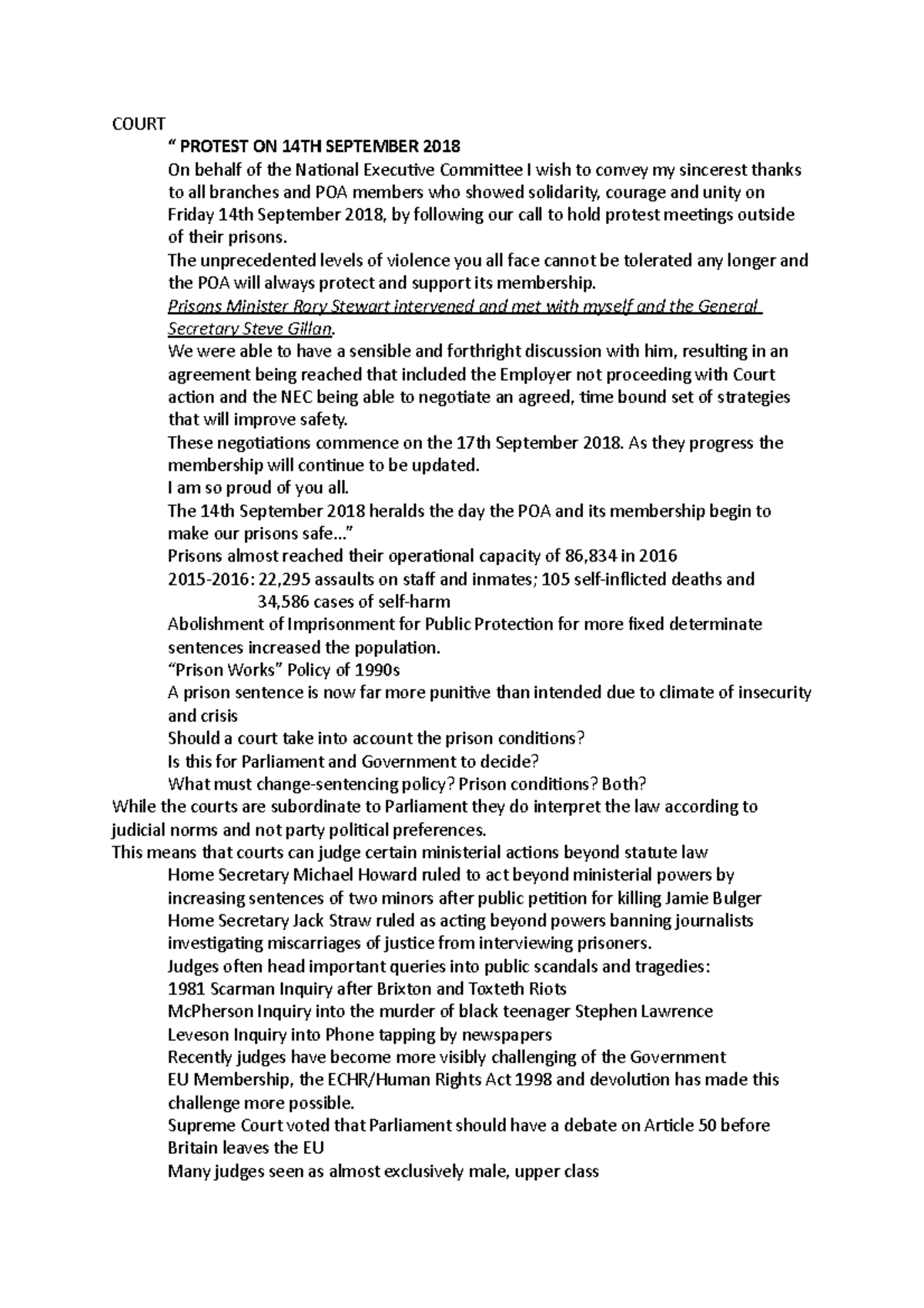 Court - notes - 20138 - BCU - Studocu