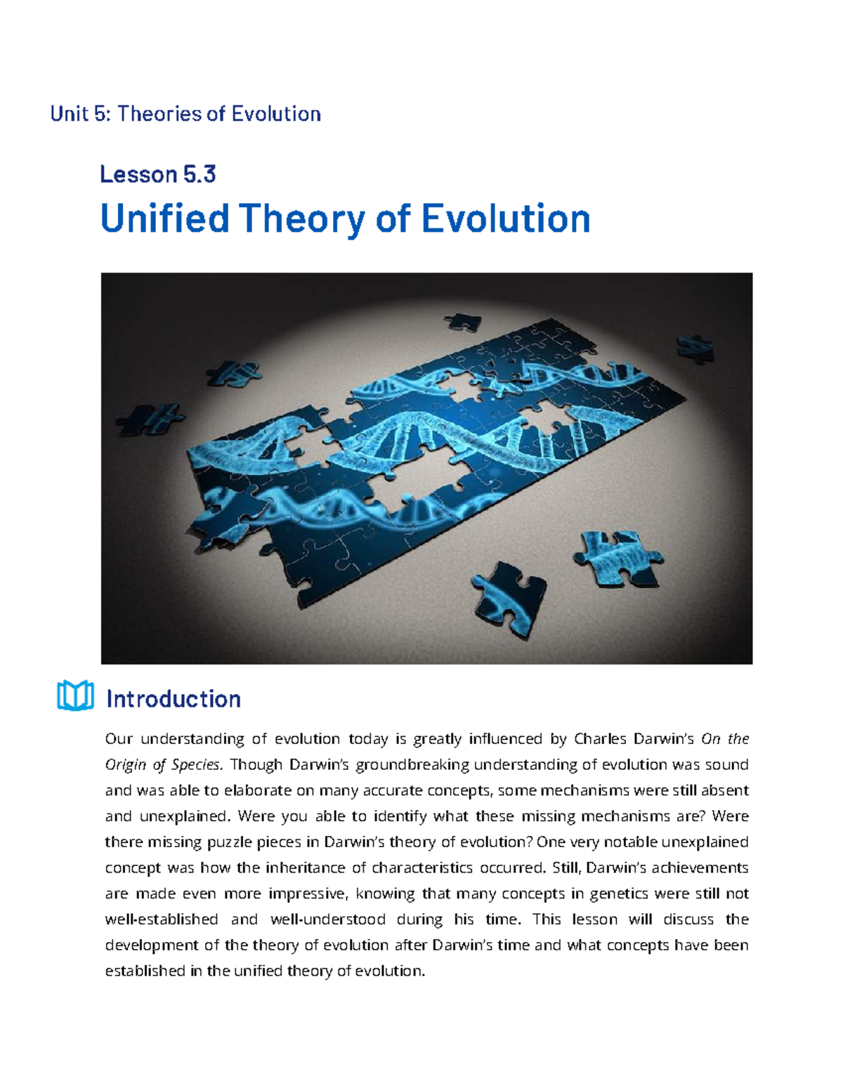 BIO2 Lesson 5.3 (Study Guide) - Lesson 5. Unified Theory of Evolution ...