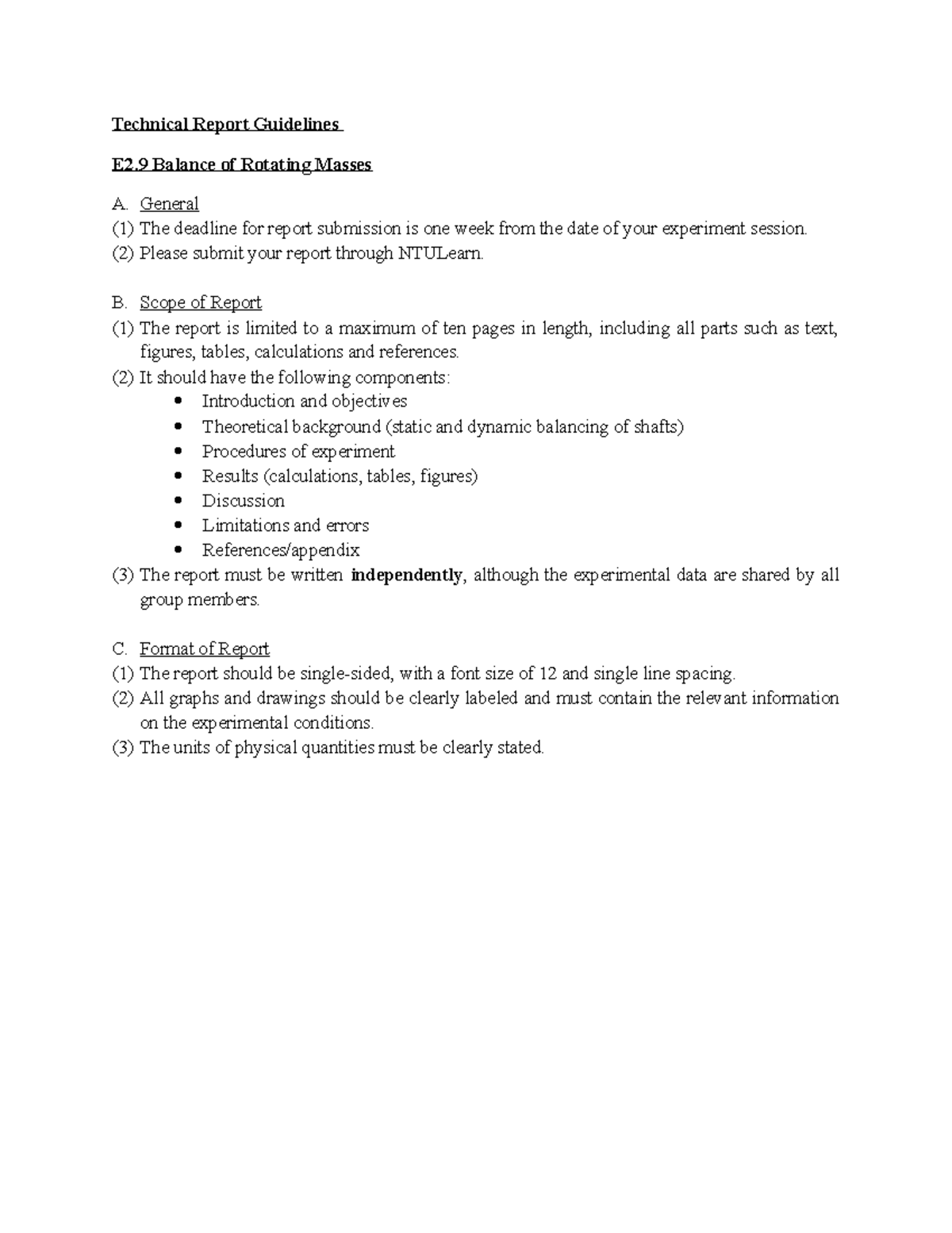 E2.9 Technical Report Guideline - MA2071 - NTU - Studocu