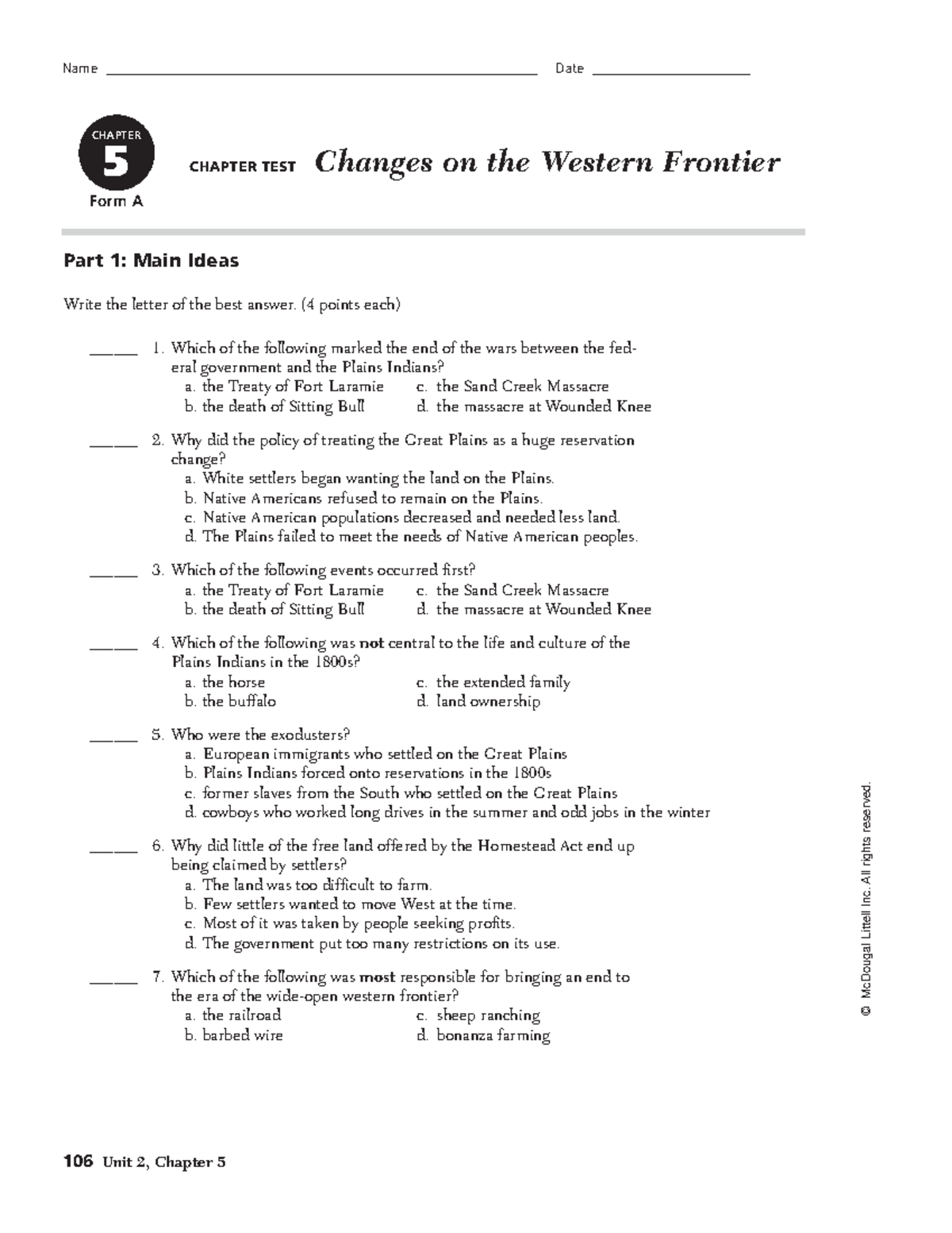 Test Ch 5 Book-2 - tgg - © McDougal Littell Inc. All rights reserved ...