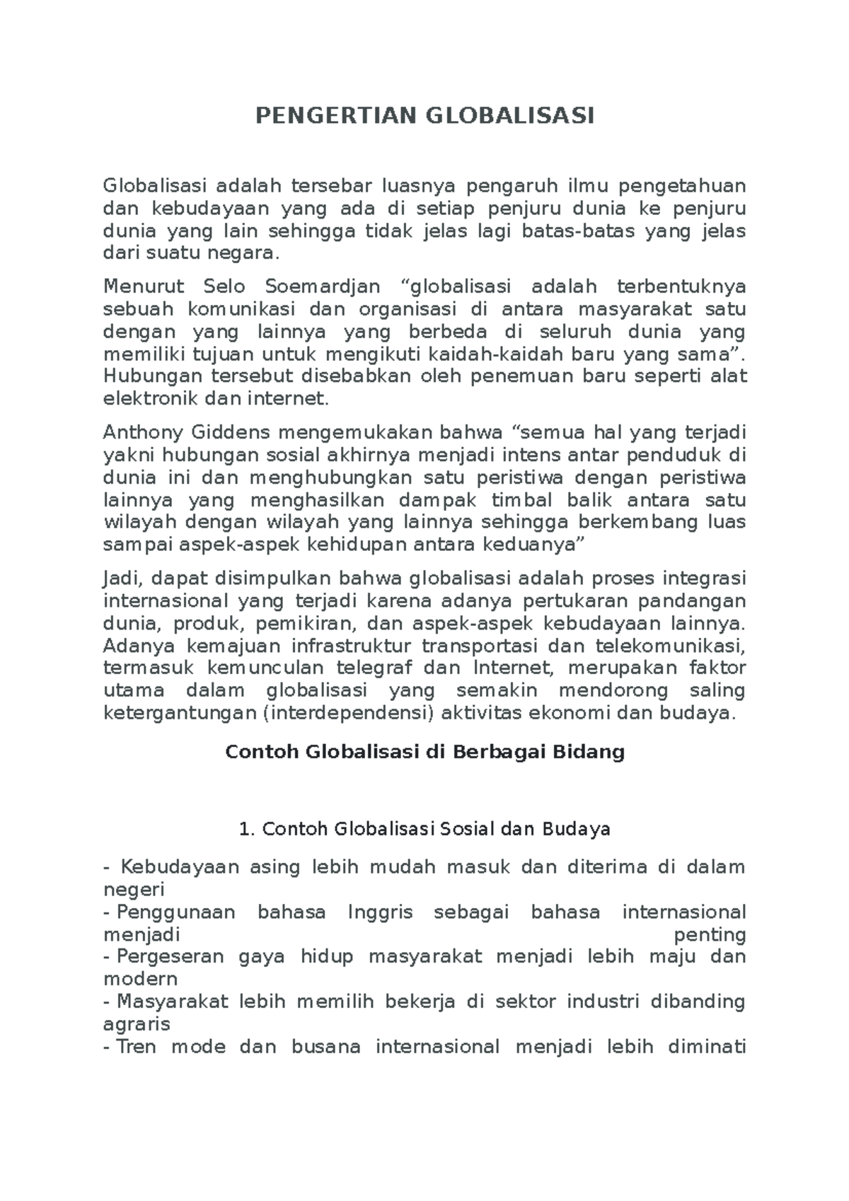 ARTI Penting Globalisasi DAN Contoh Globalisasi - PENGERTIAN ...