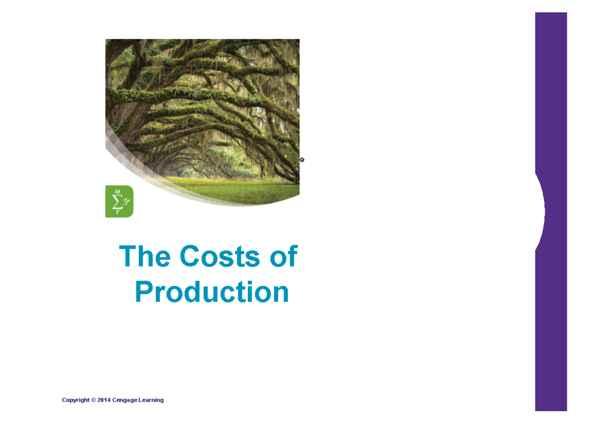 8. Lecture 7 - The Costs of Production The Cost of Production A firm’s ...