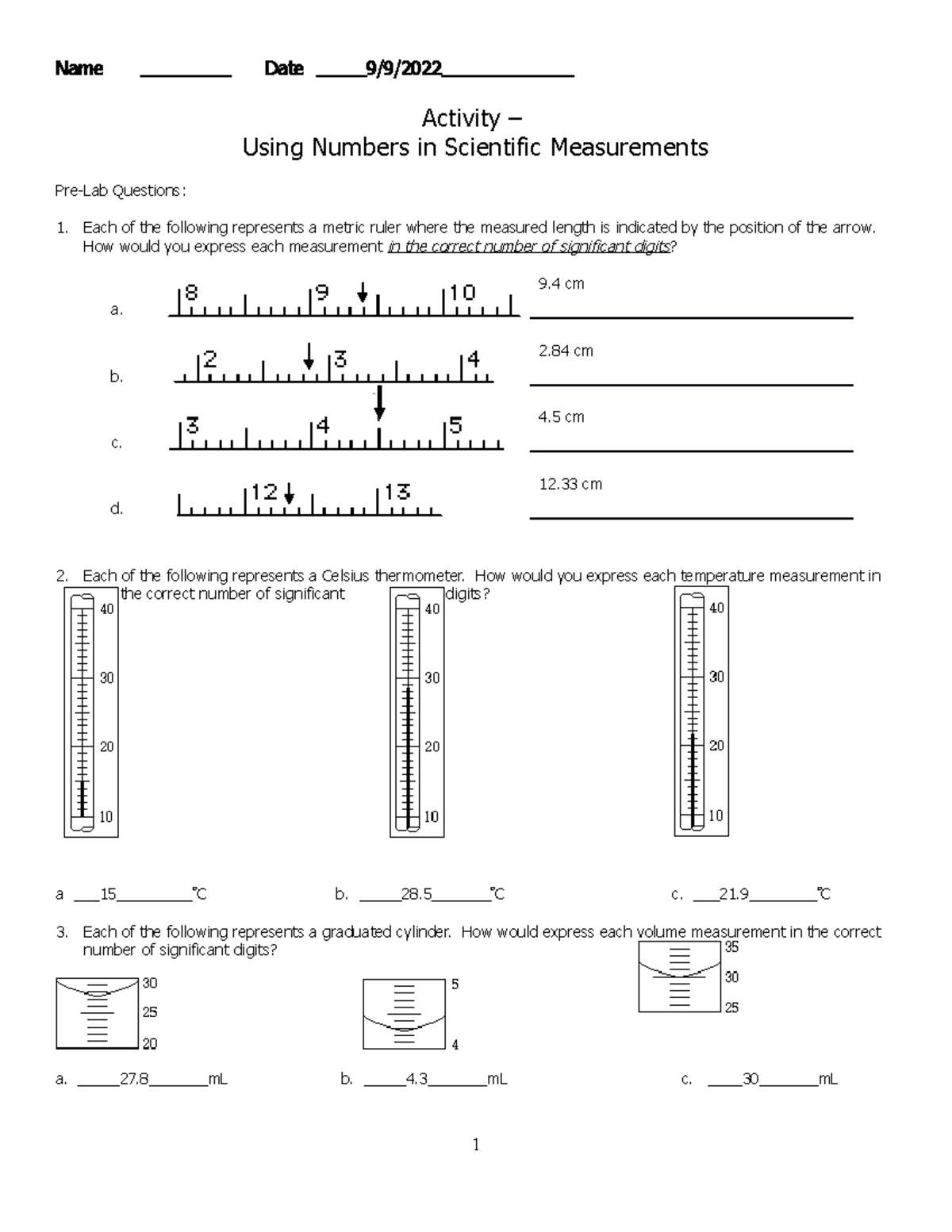 Part two - using numbers in scientific measurements - Activity – Using ...