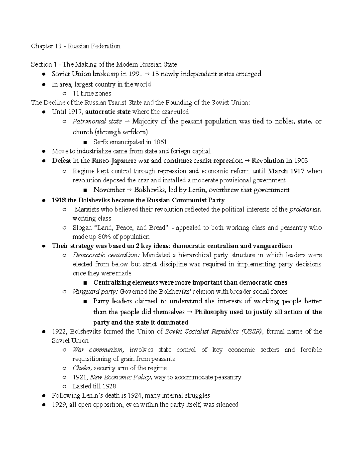 P.S. Russia - Chapter 13 - Russian Federation Section 1 - The Making of ...