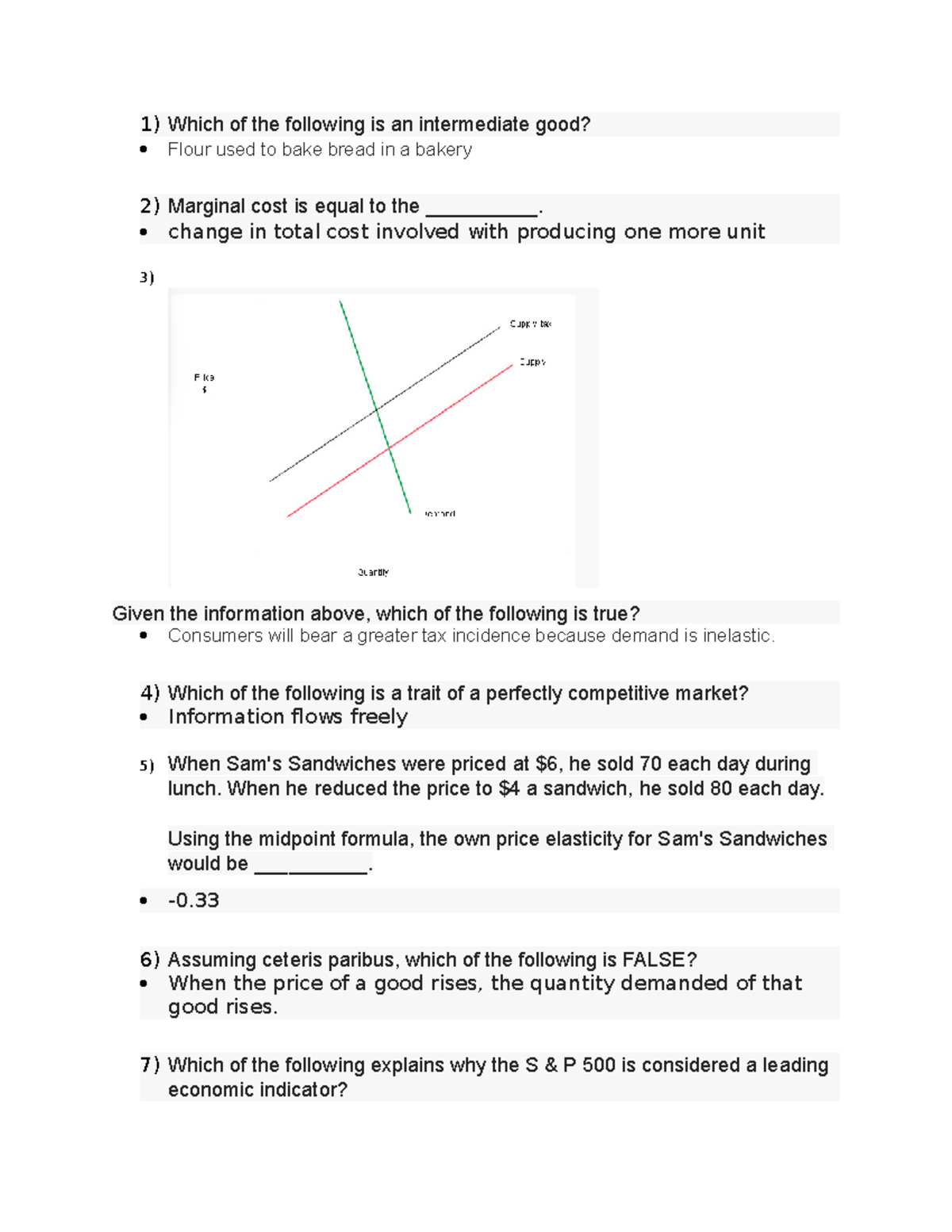 Economics Quiz Questions - Studocu