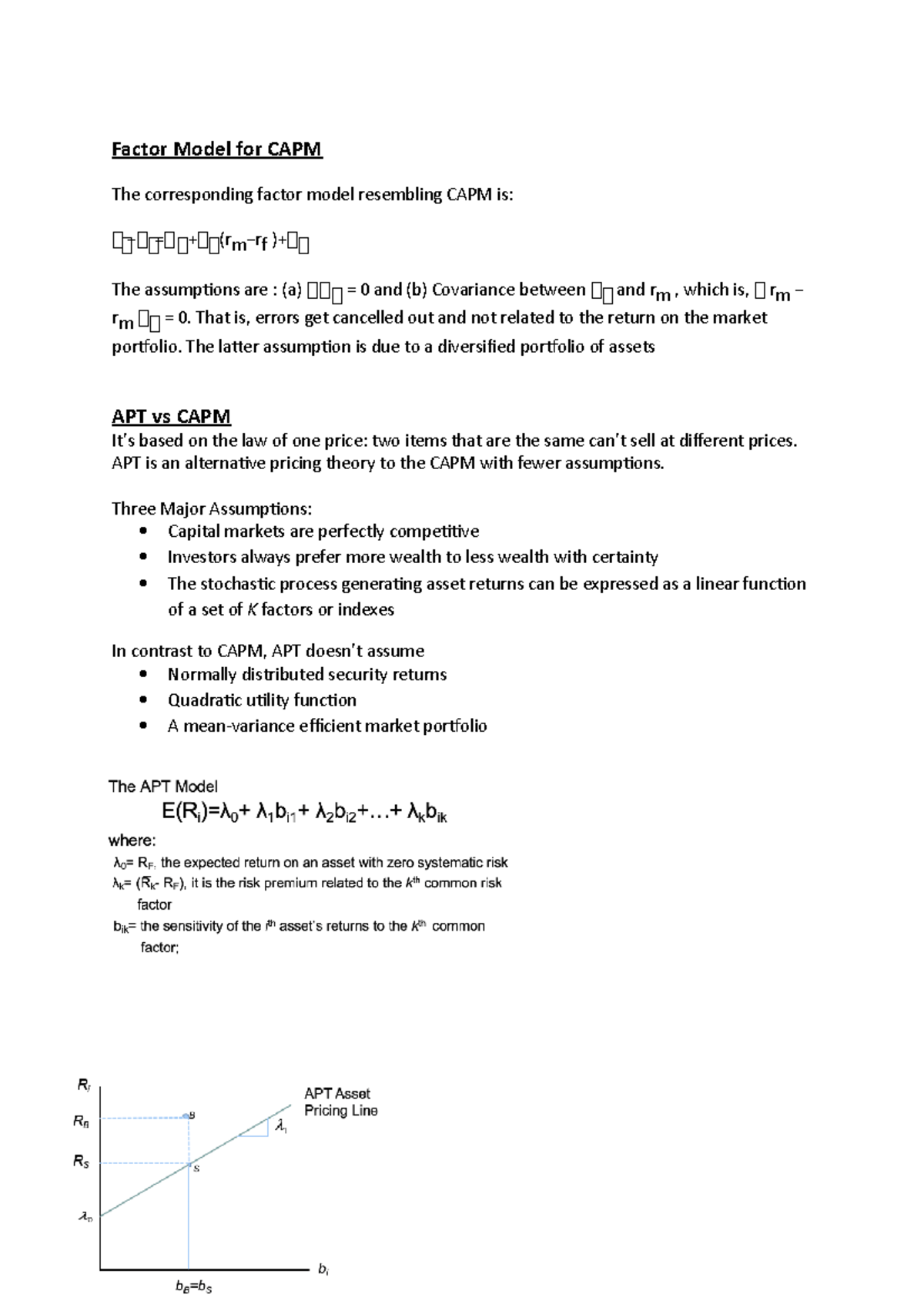 Model comparisons - Lecture notes - Factor Model for CAPM The ...