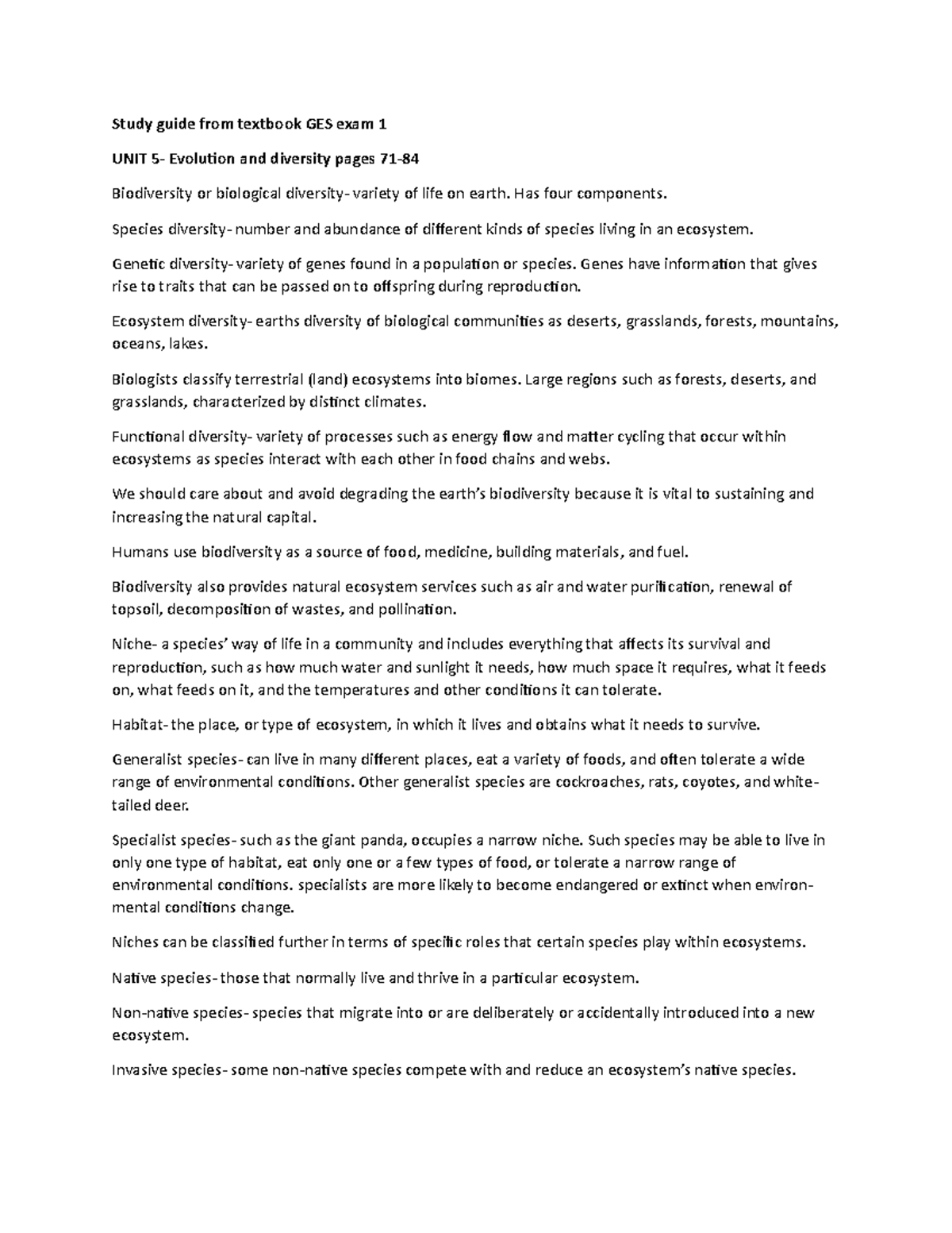GES-study guide - Study guide from textbook GES exam 1 UNIT 5 ...