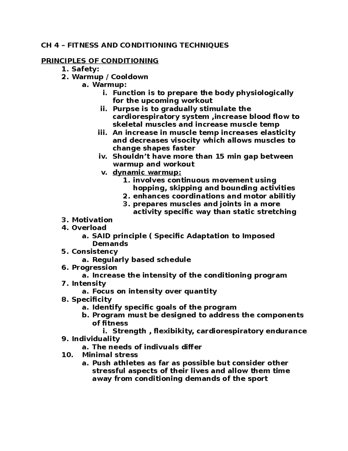 Unit 2 CH 4 - instructor: James Racchini - CH 4 – FITNESS AND ...