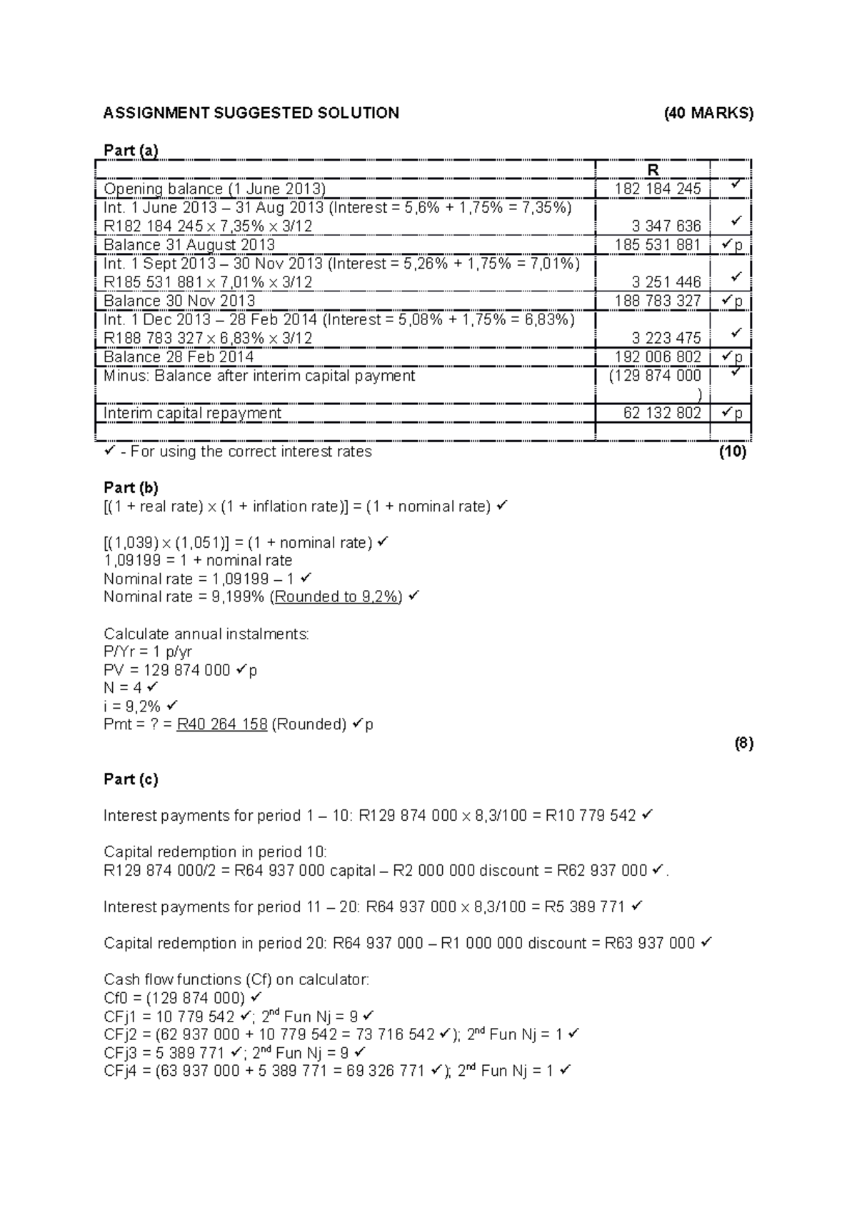 Solution Assignment TVM 2022 - ASSIGNMENT SUGGESTED SOLUTION (40 MARKS) Part (a) R Opening ...