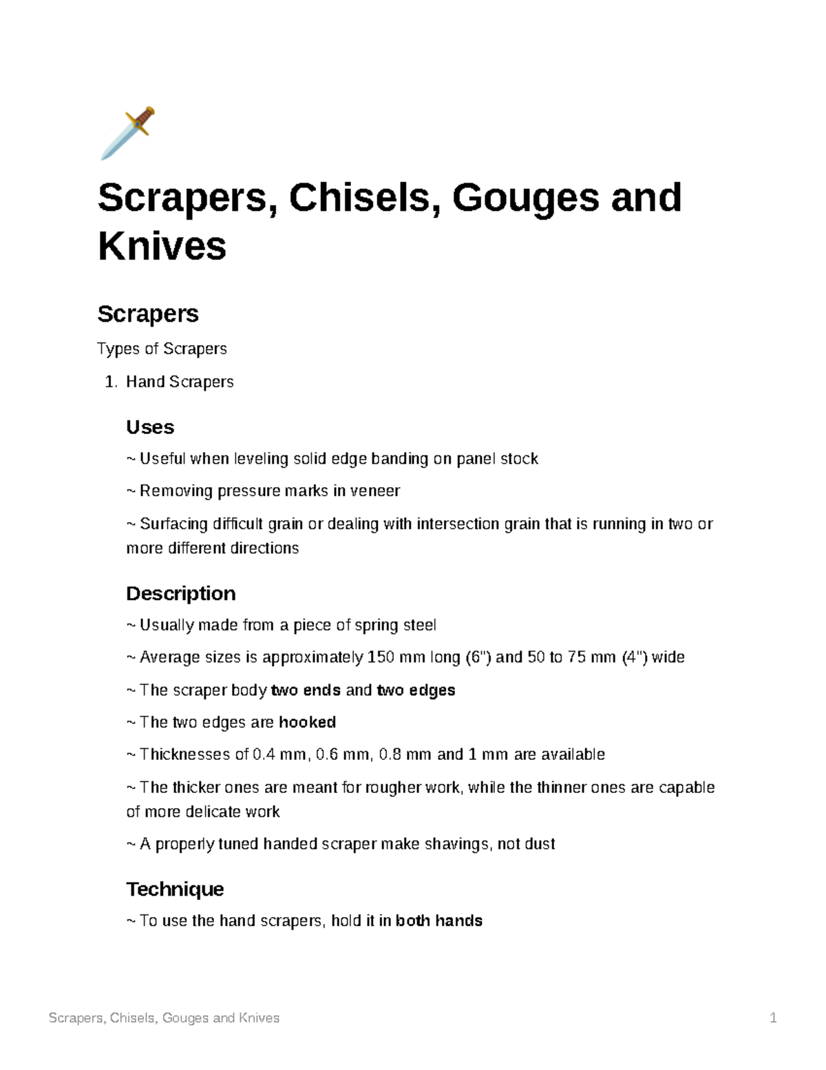 Scrapers Chisels Gouges and Knives - Scrapers, Chisels, Gouges and ...
