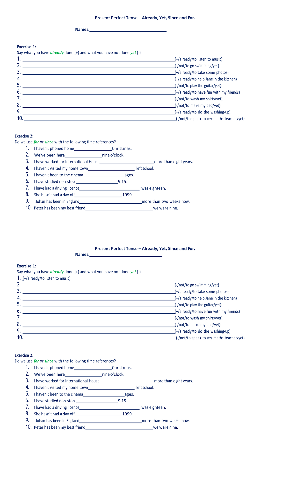 Repaso final present perfect - Present Perfect Tense – Already, Yet ...