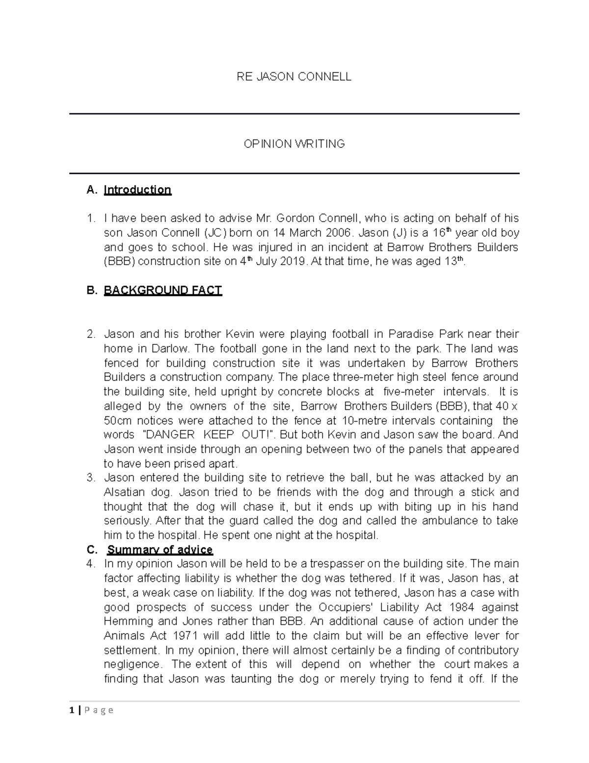 RE Jason Connell - learn - RE JASON CONNELL OPINION WRITING A ...