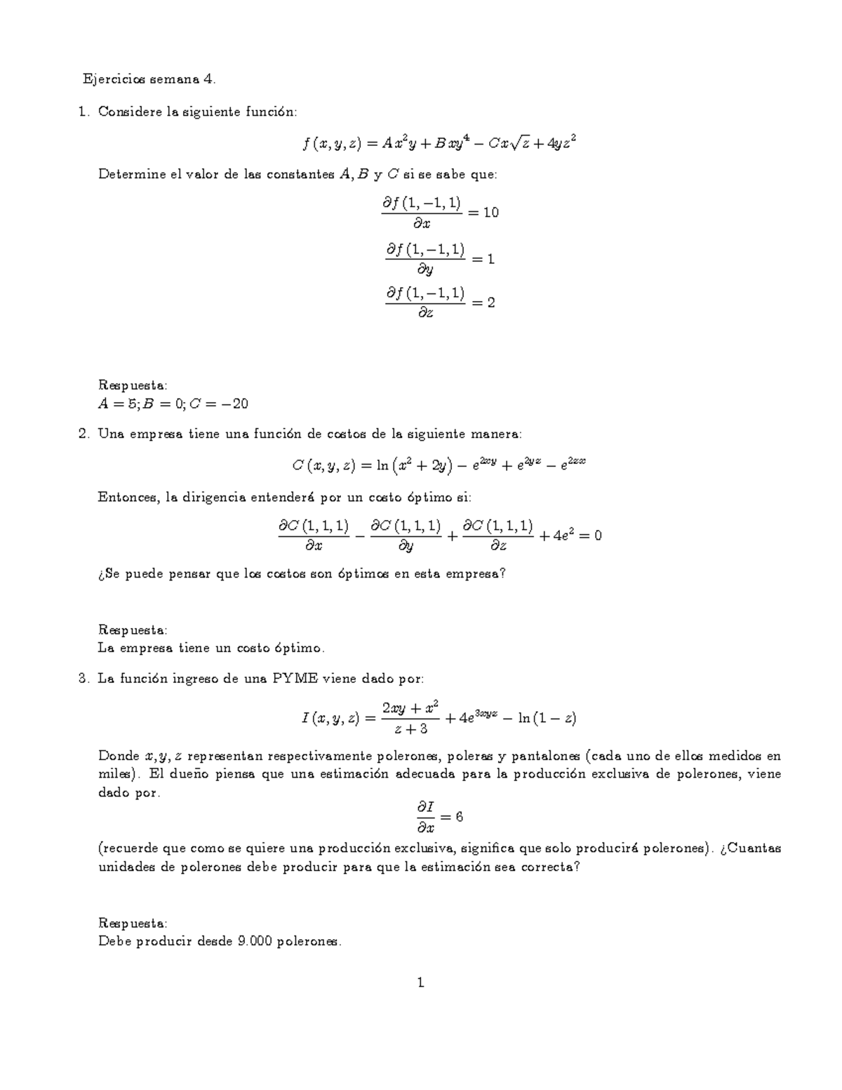 Fmma210 s4 ejercicios - materia - Ejercicios semana 4 : Considere la ...