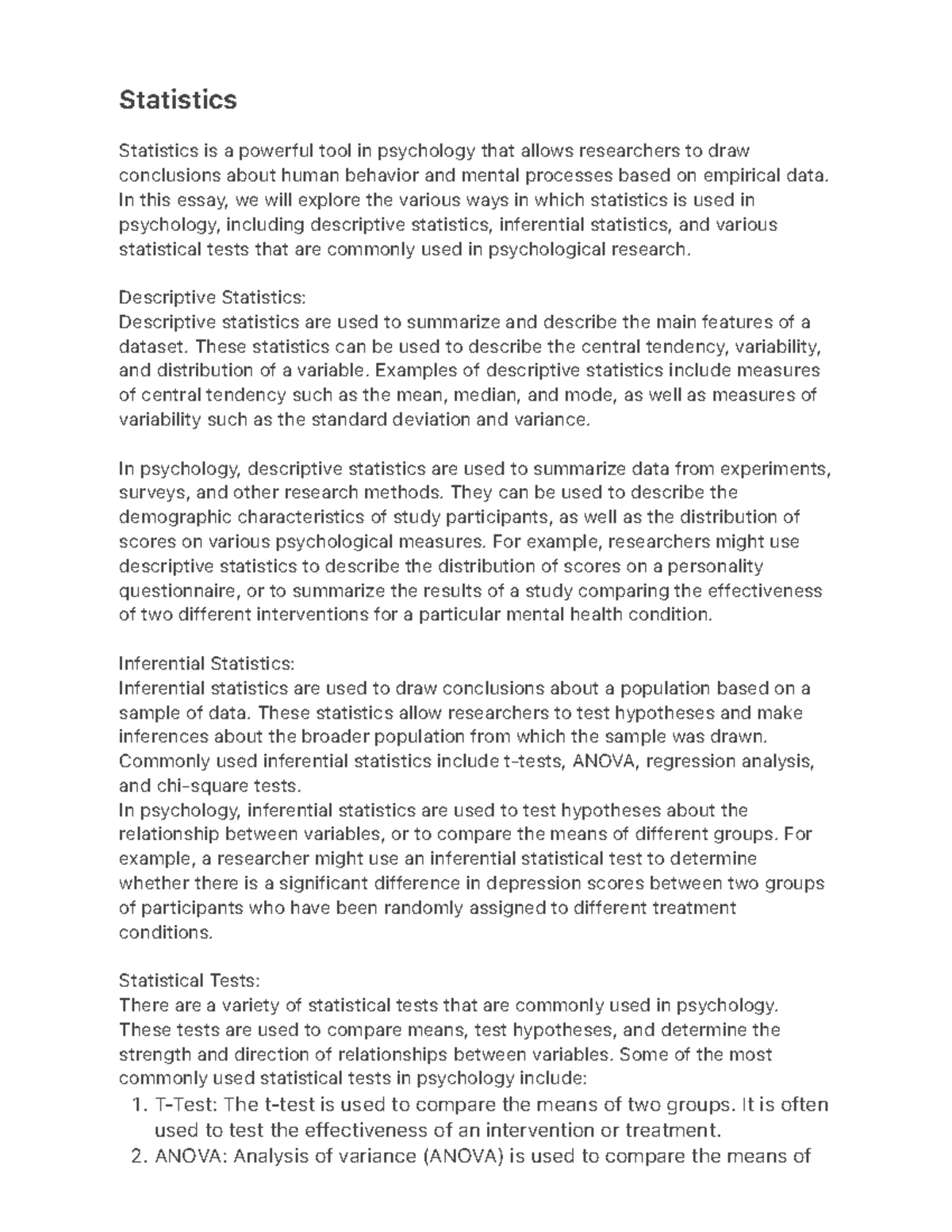 Statistics - notes - 1. 2. Statistics Statistics is a powerful tool in ...