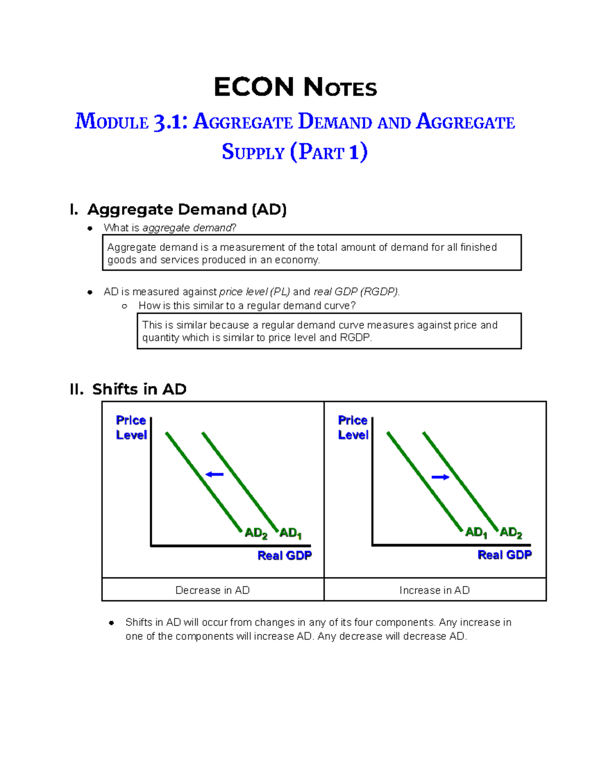 Economics Module 3.1 Notes - Part 1 - ECON NOTES MODULE 3: AGGREGATE ...