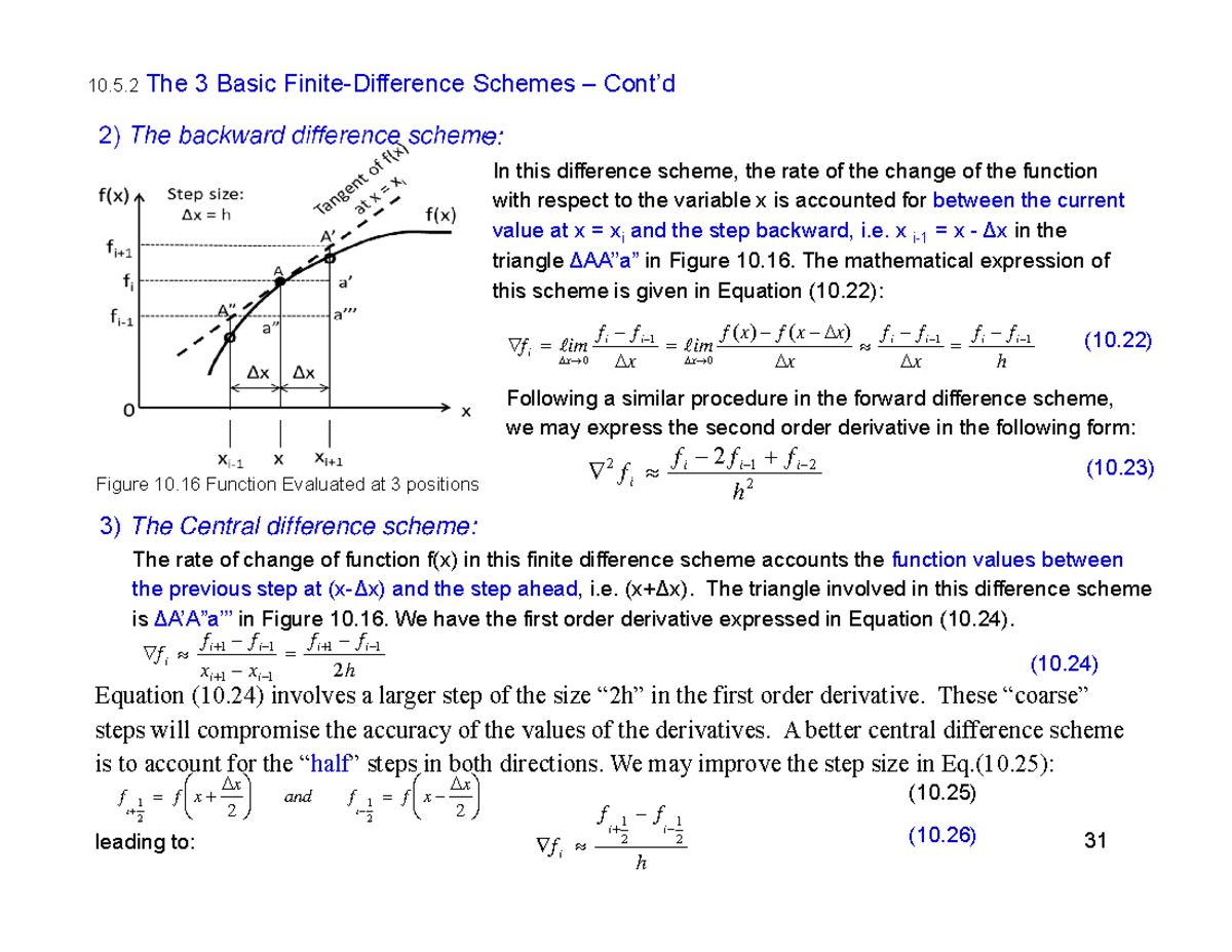 Applied engineering Analysis-4 - 31 10.5 The 3 Basic Finite-Difference ...