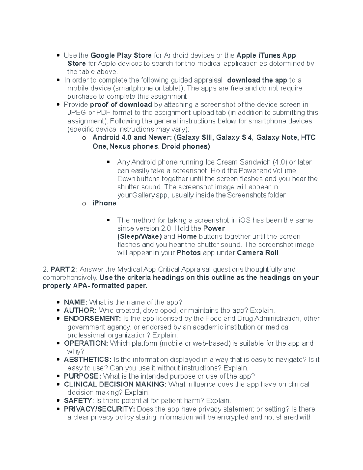 Assignment questions week 6 - Use the Google Play Store for Android ...